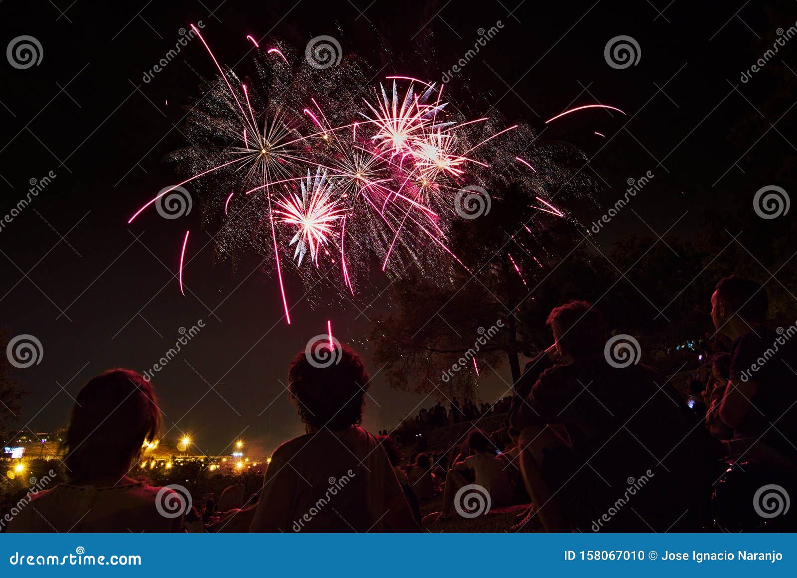 Fireworks in Front of a Crowd Stock Photo - Image of people, madrid ...