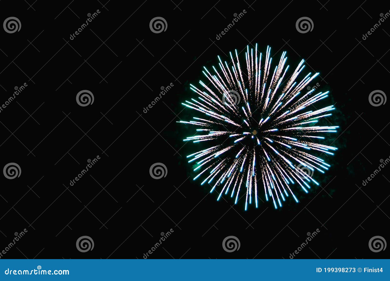 Fireworks Glow and Turquoise Sparkles in the Night Sky. Stock Image ...