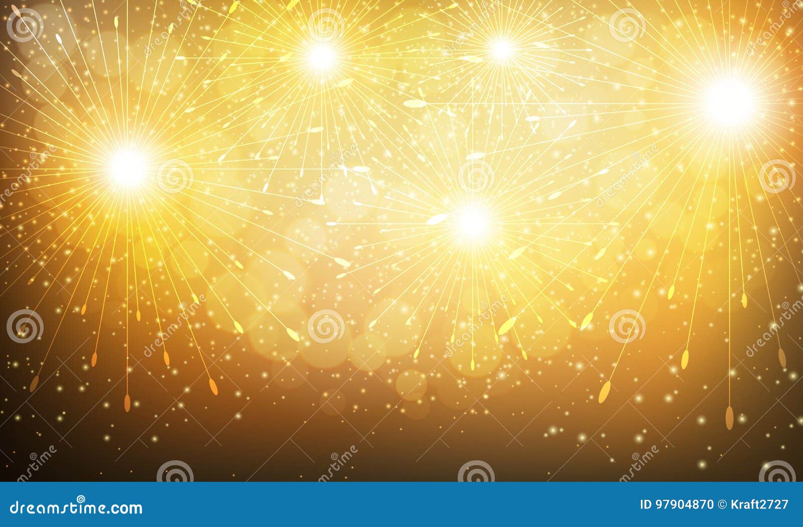 Fireworks on a Gold Background Stock Vector - Illustration of design ...