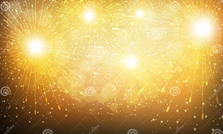 Fireworks on a Gold Background Stock Vector - Illustration of design ...