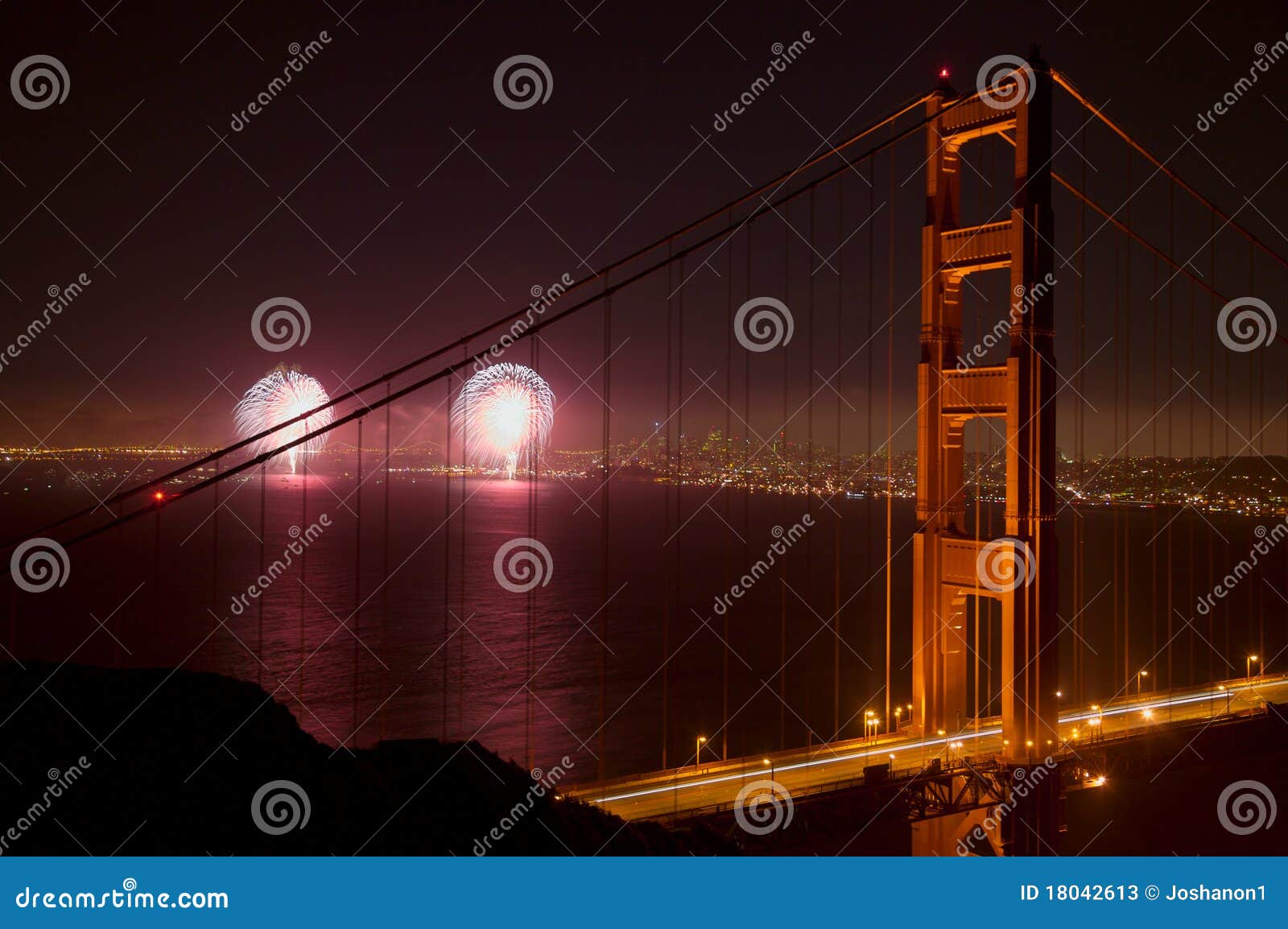 Fireworks and the Golden Gate Bridge Stock Image - Image of fireworks ...