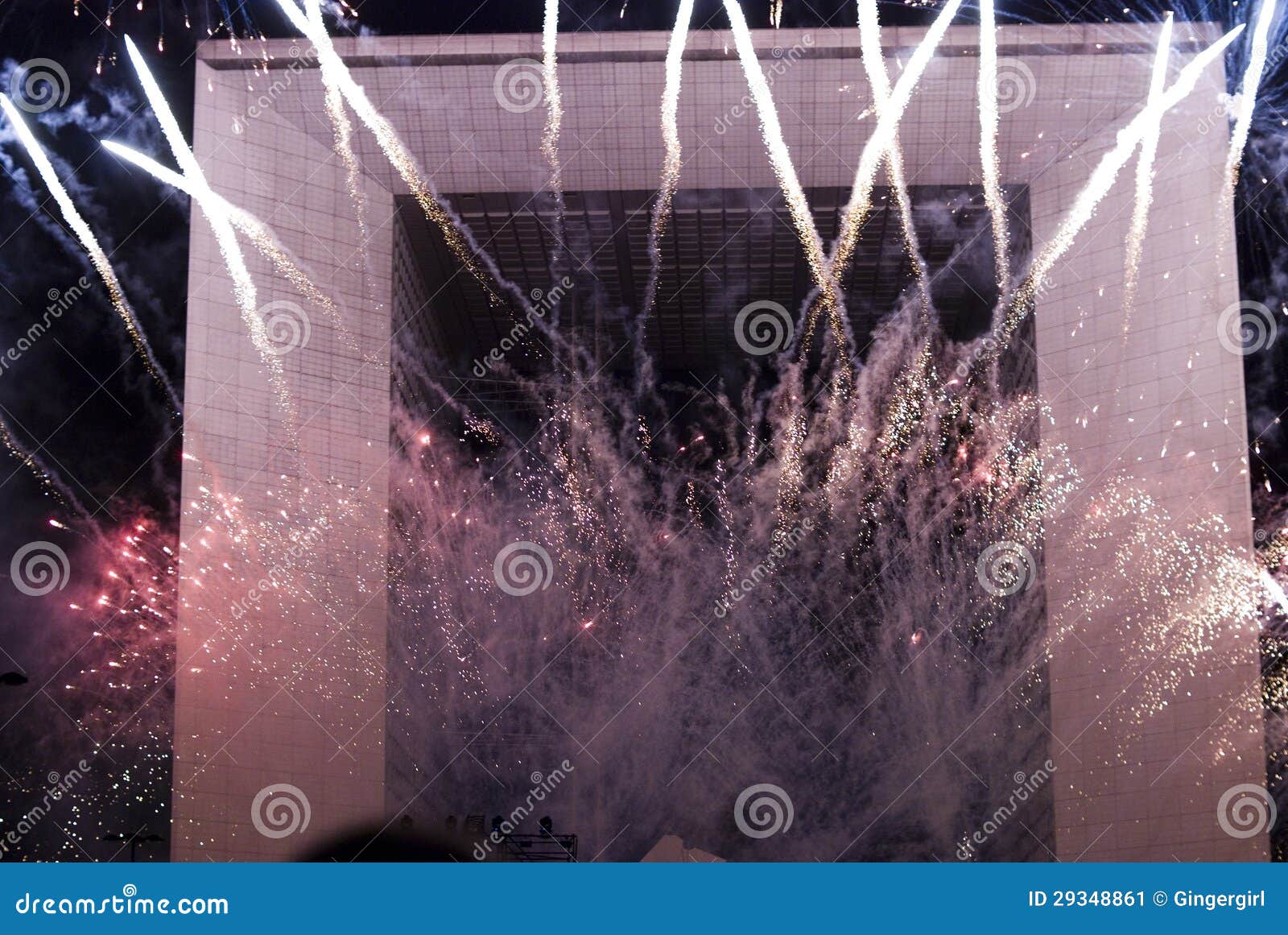 Fireworks at Grand Arch in Paris Editorial Photo - Image of attraction ...