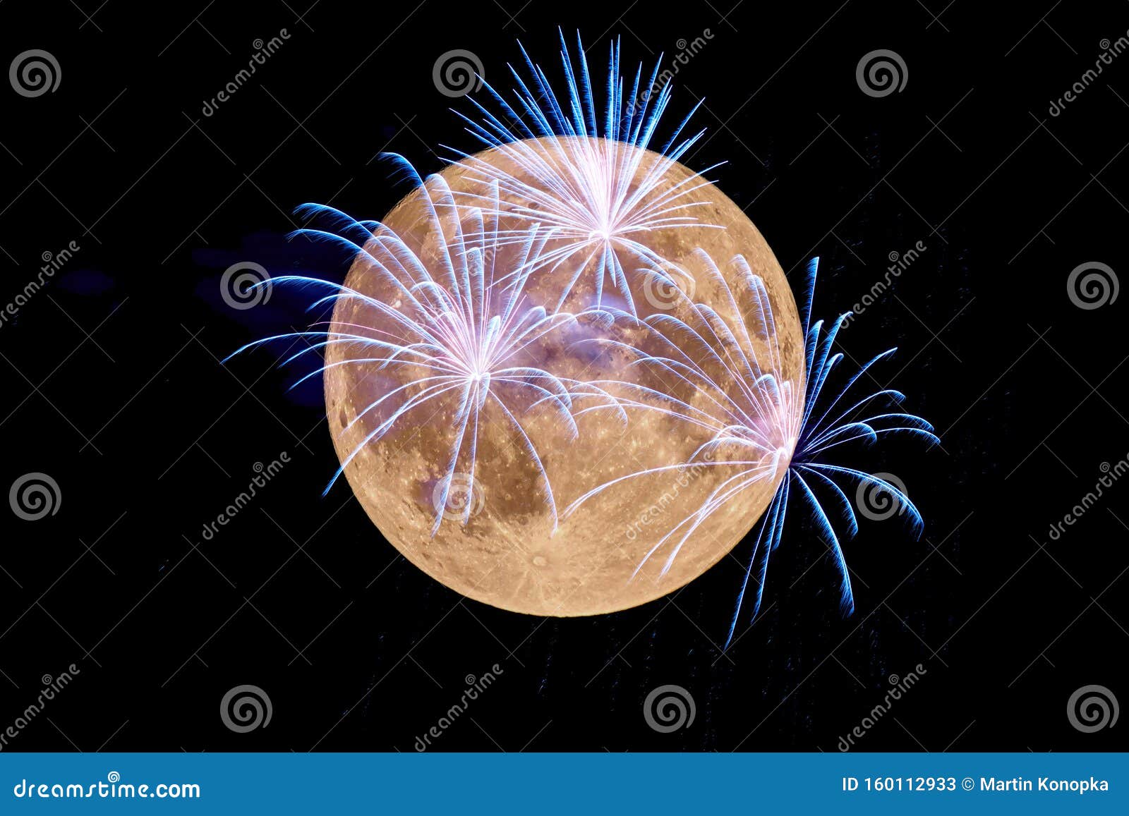 Fireworks stock image. Image of moon, orange, dark, evening - 160112933