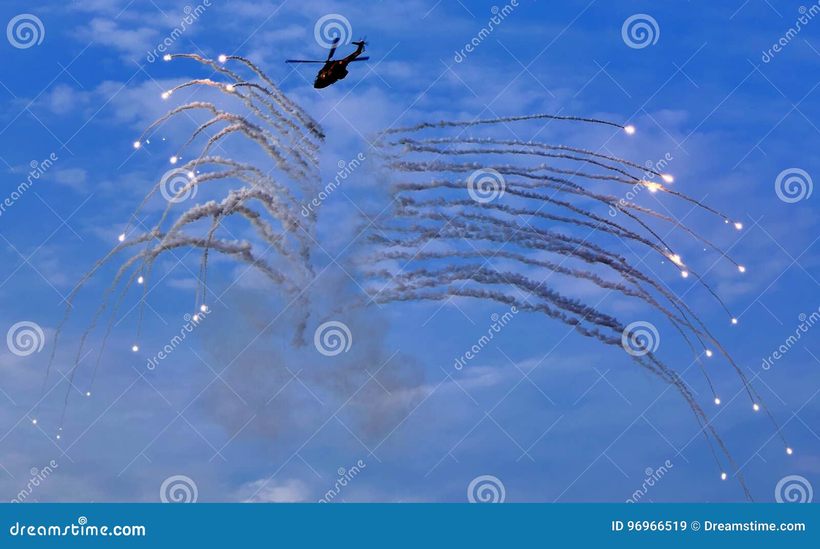 Fireworks from Helicopter stock image. Image of show - 96966519