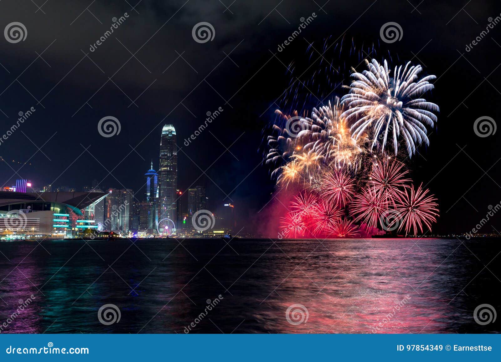 Fireworks at Hong Kong editorial stock image. Image of hongkong - 97854349