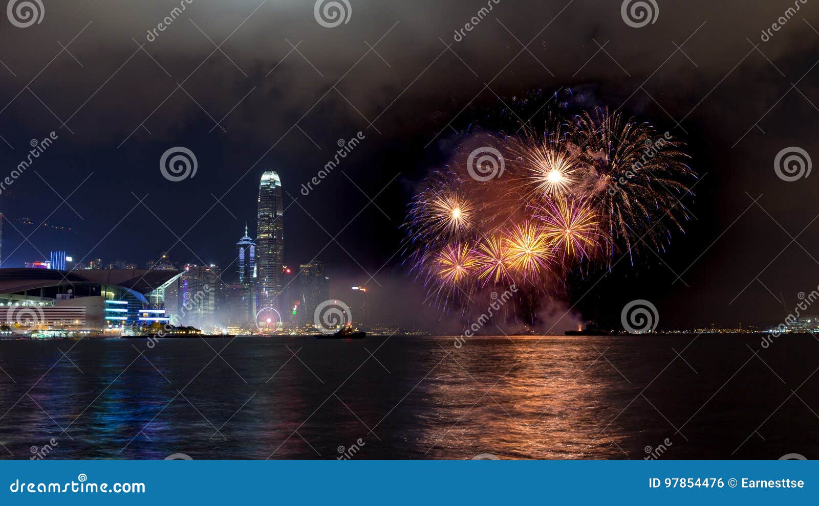 Fireworks at Hong Kong editorial photo. Image of night - 97854476