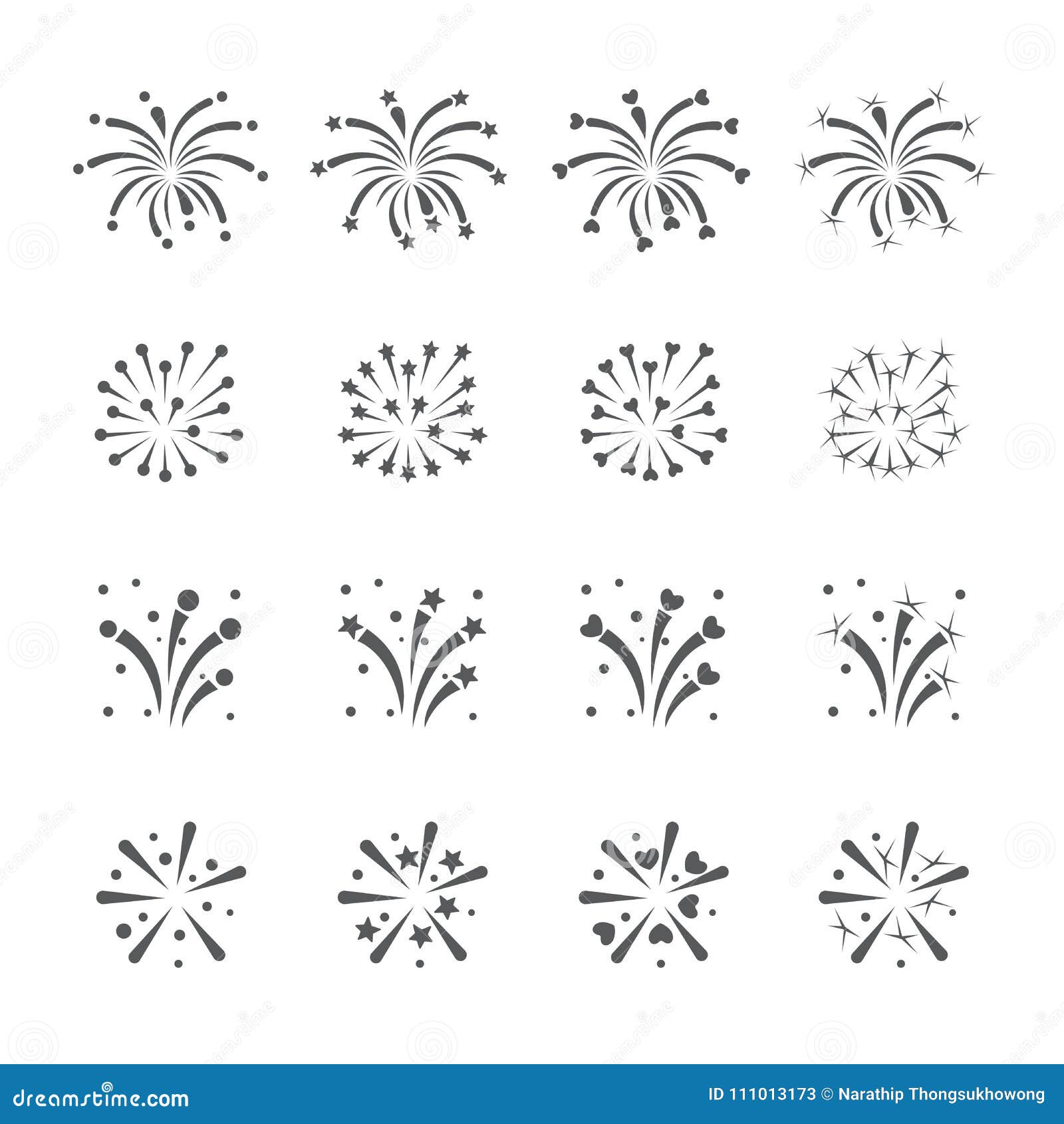 Fireworks icon set stock vector. Illustration of happy - 111013173