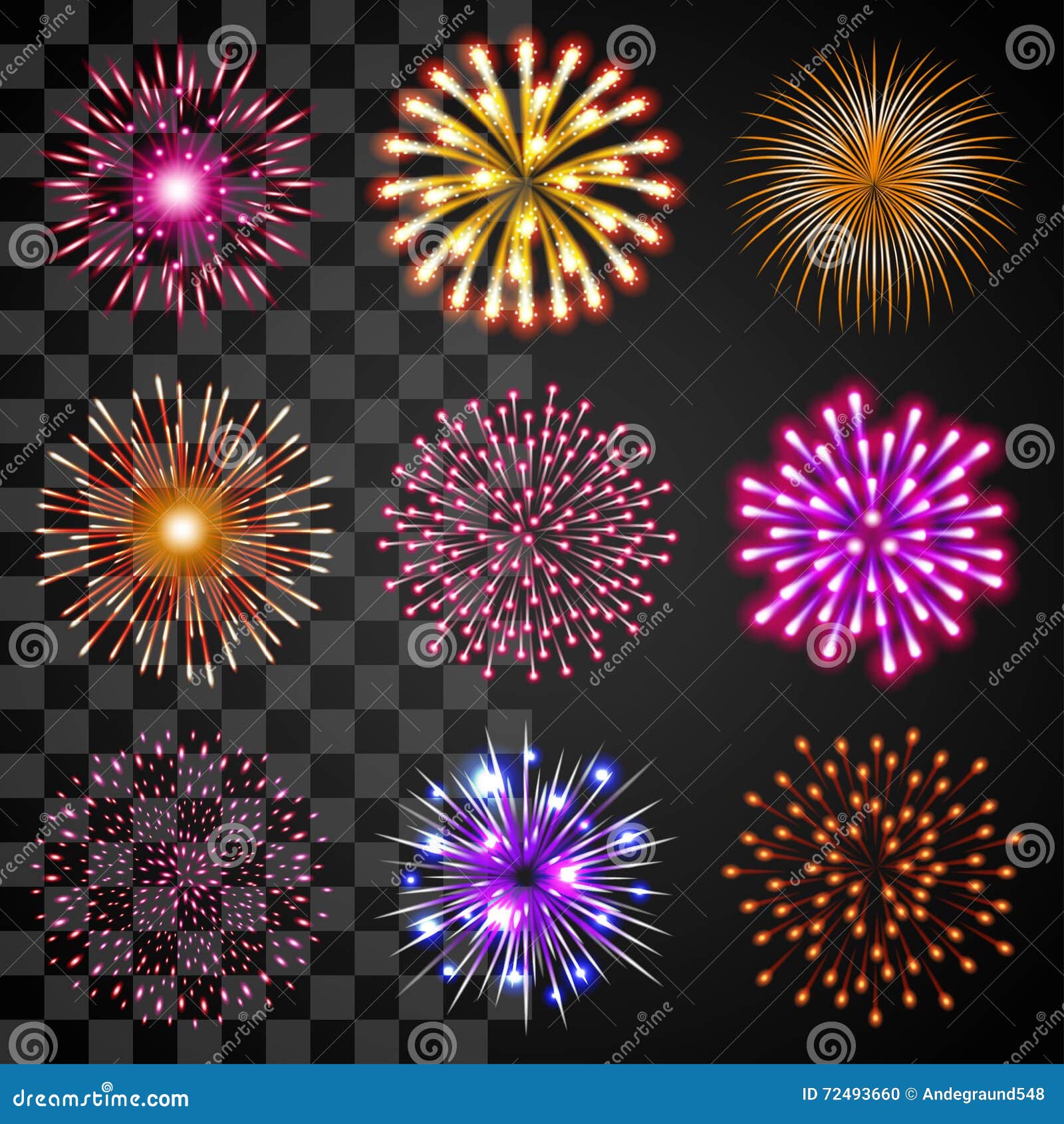 Fireworks icons vector set stock vector. Illustration of flashing ...