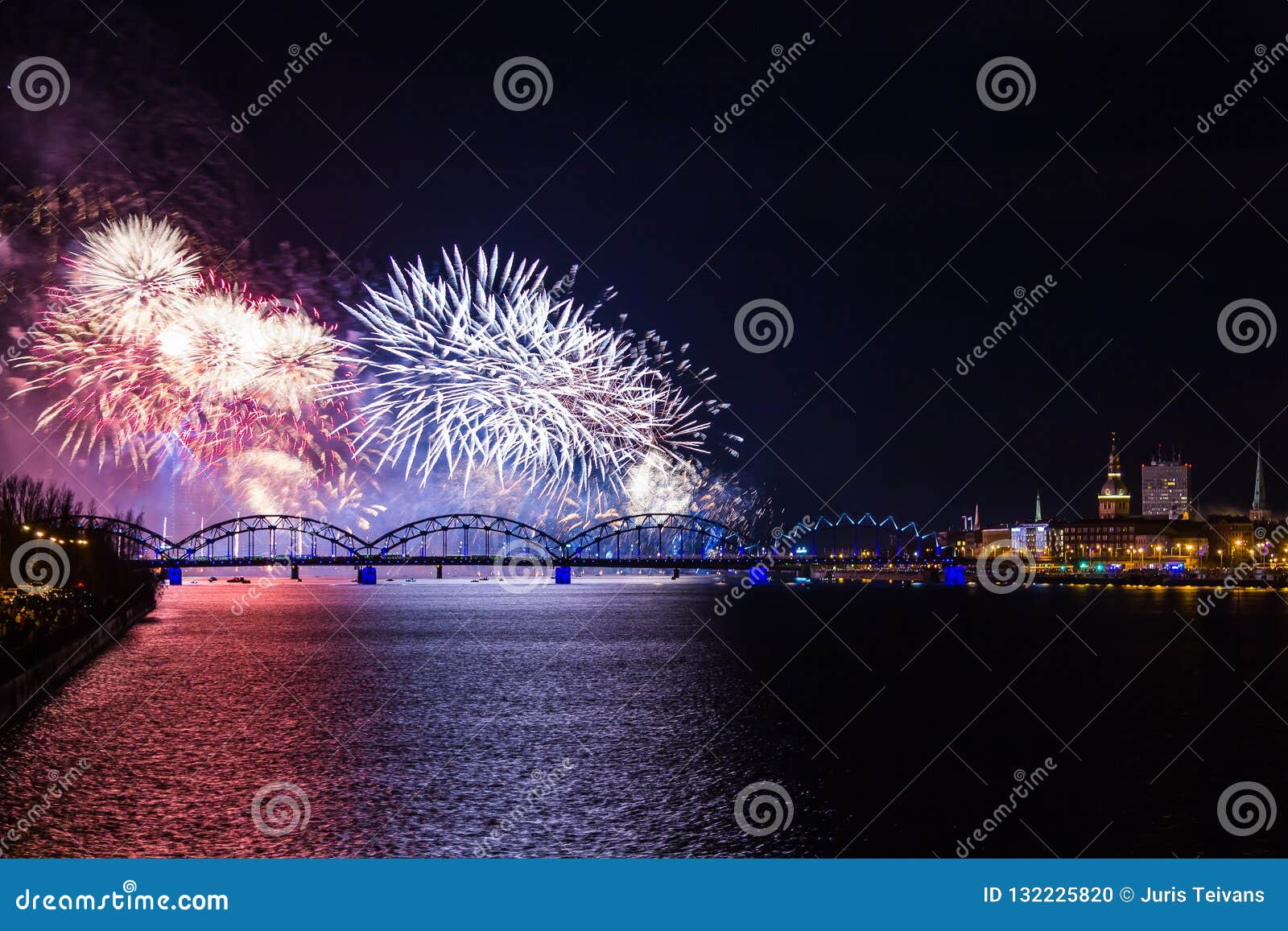 Fireworks on Independence Day in Riga, Latvia Stock Photo - Image of ...