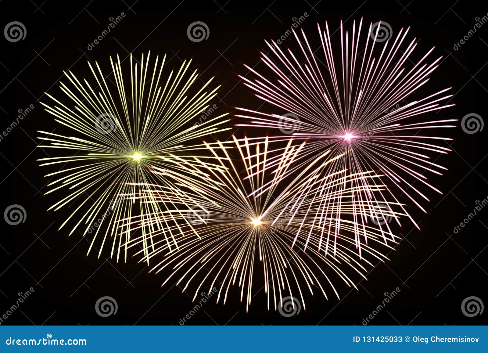 Fireworks Isolated on Black Background. Vector Design Element. Stock ...