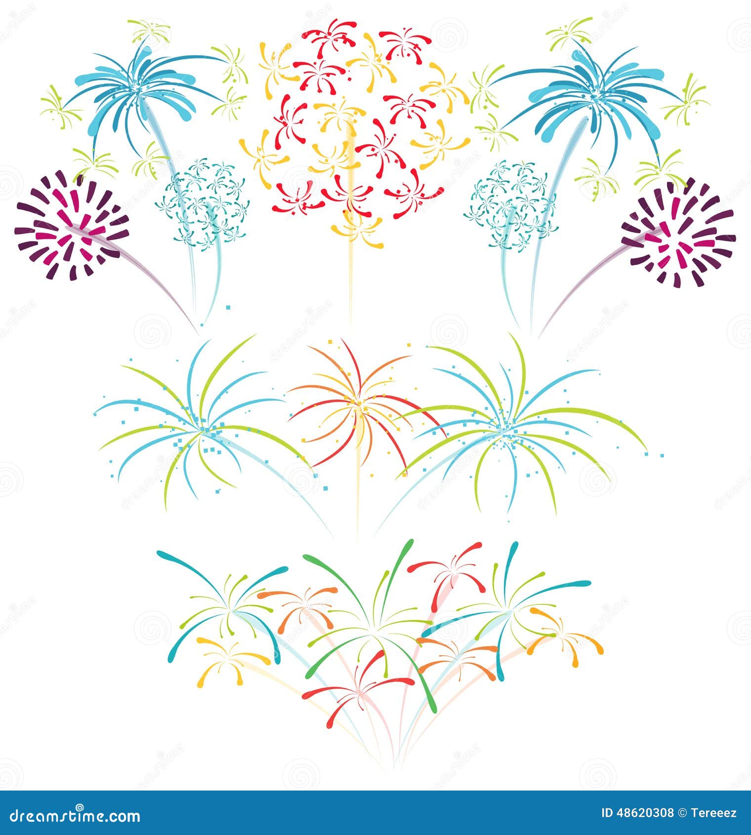 Fireworks Isolated Colorful Illustration Stock Illustration ...