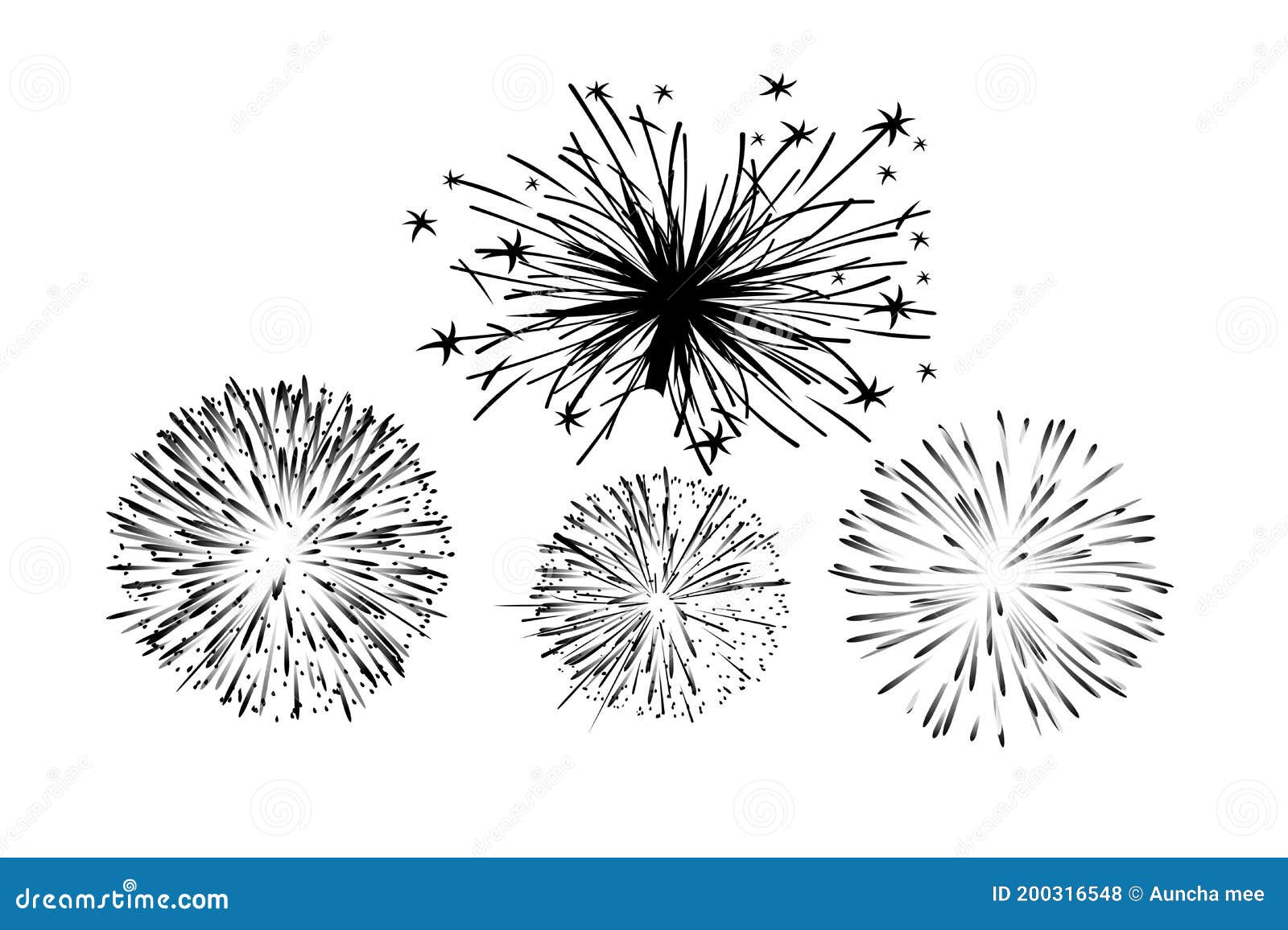 Fireworks Isolated on White Background. Stock Photo - Image of fire ...
