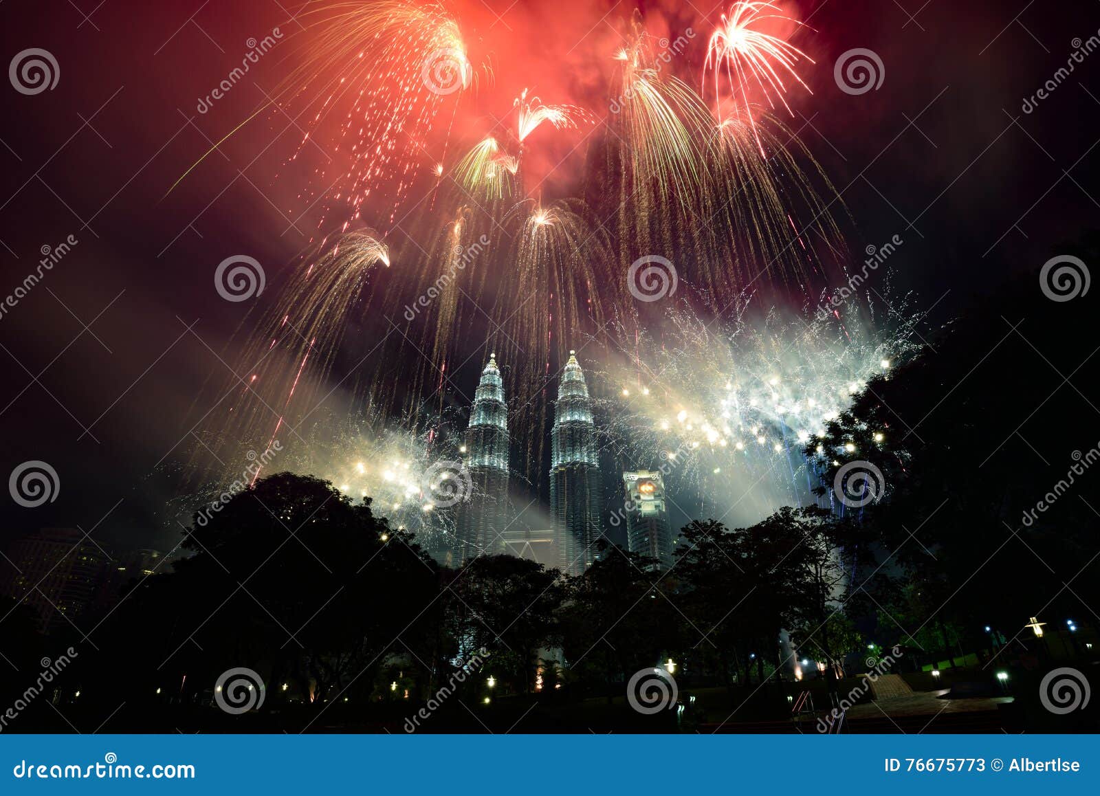 Fireworks in Kuala Lumpur stock image. Image of holiday - 76675773