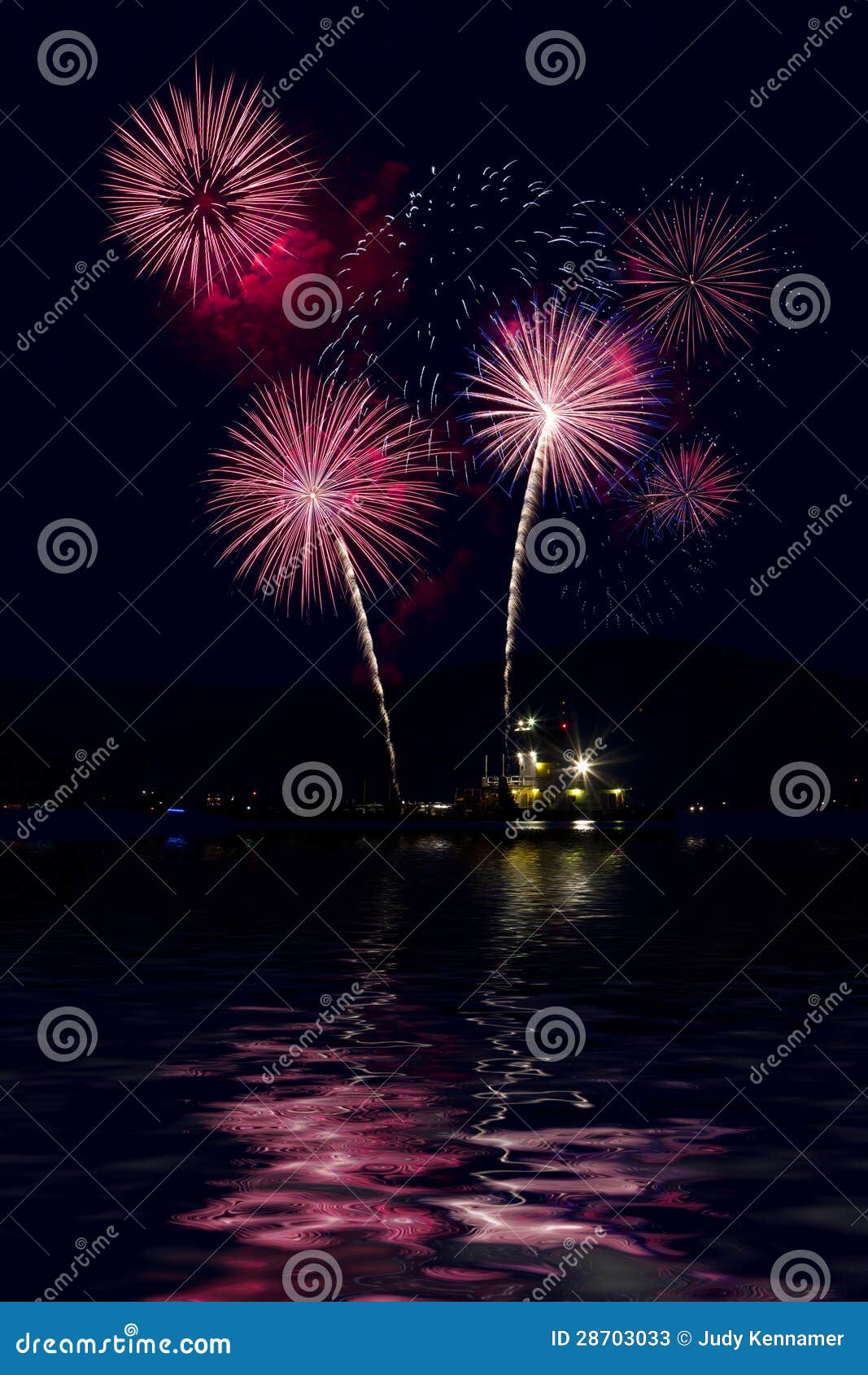 Fireworks with Lake Reflection Stock Image - Image of colors, grand ...