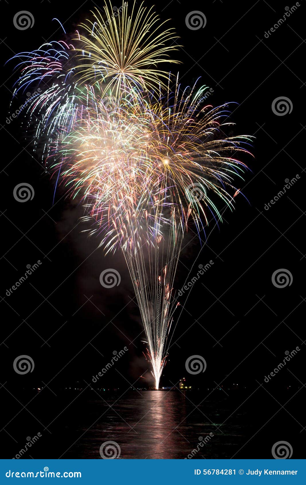 Fireworks with Lake Reflection Stock Image - Image of blast, colorful ...