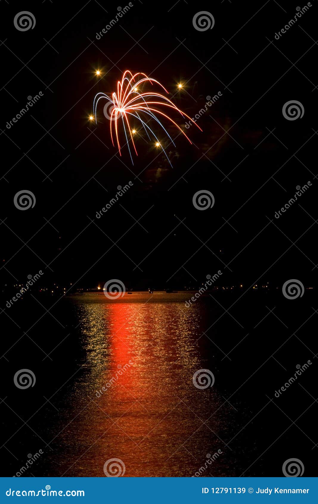 Fireworks with Lake Reflections Stock Image - Image of dark ...