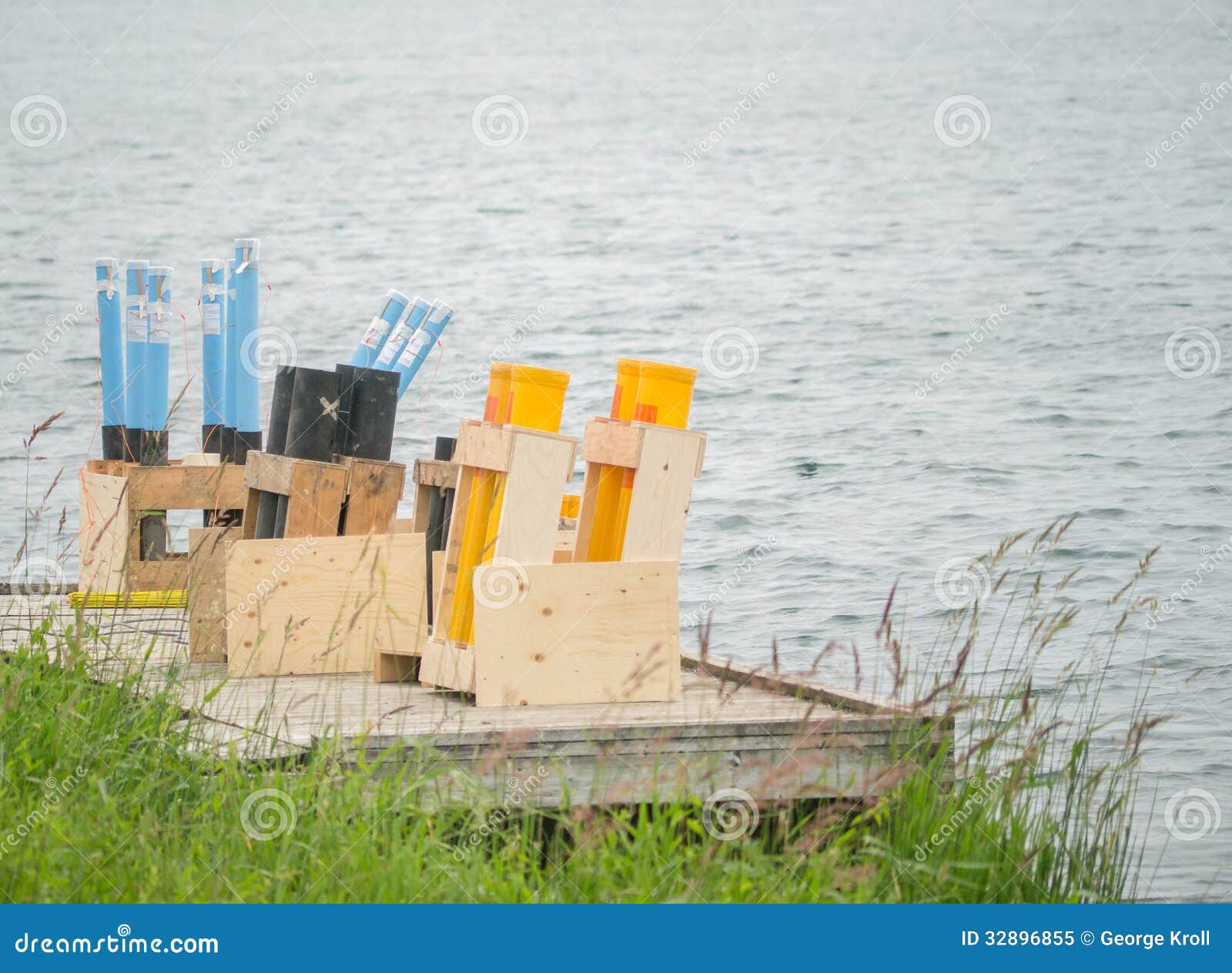 Fireworks in launch tubes stock image. Image of rack - 32896855