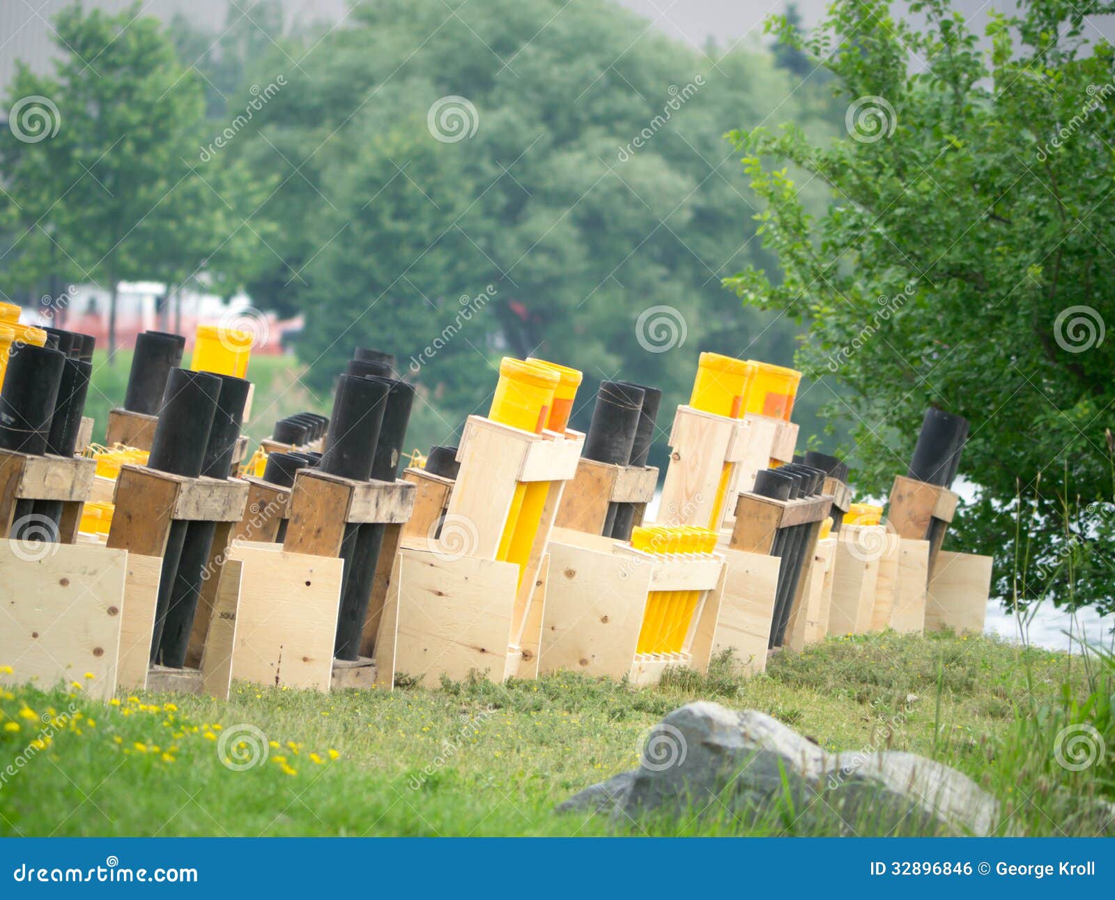 Fireworks launching tubes stock photo. Image of shell - 32896846