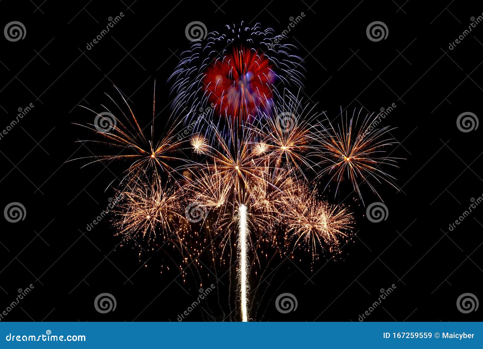 Fireworks Light Up in the Night Sky, Dazzling Scene Stock Image - Image ...