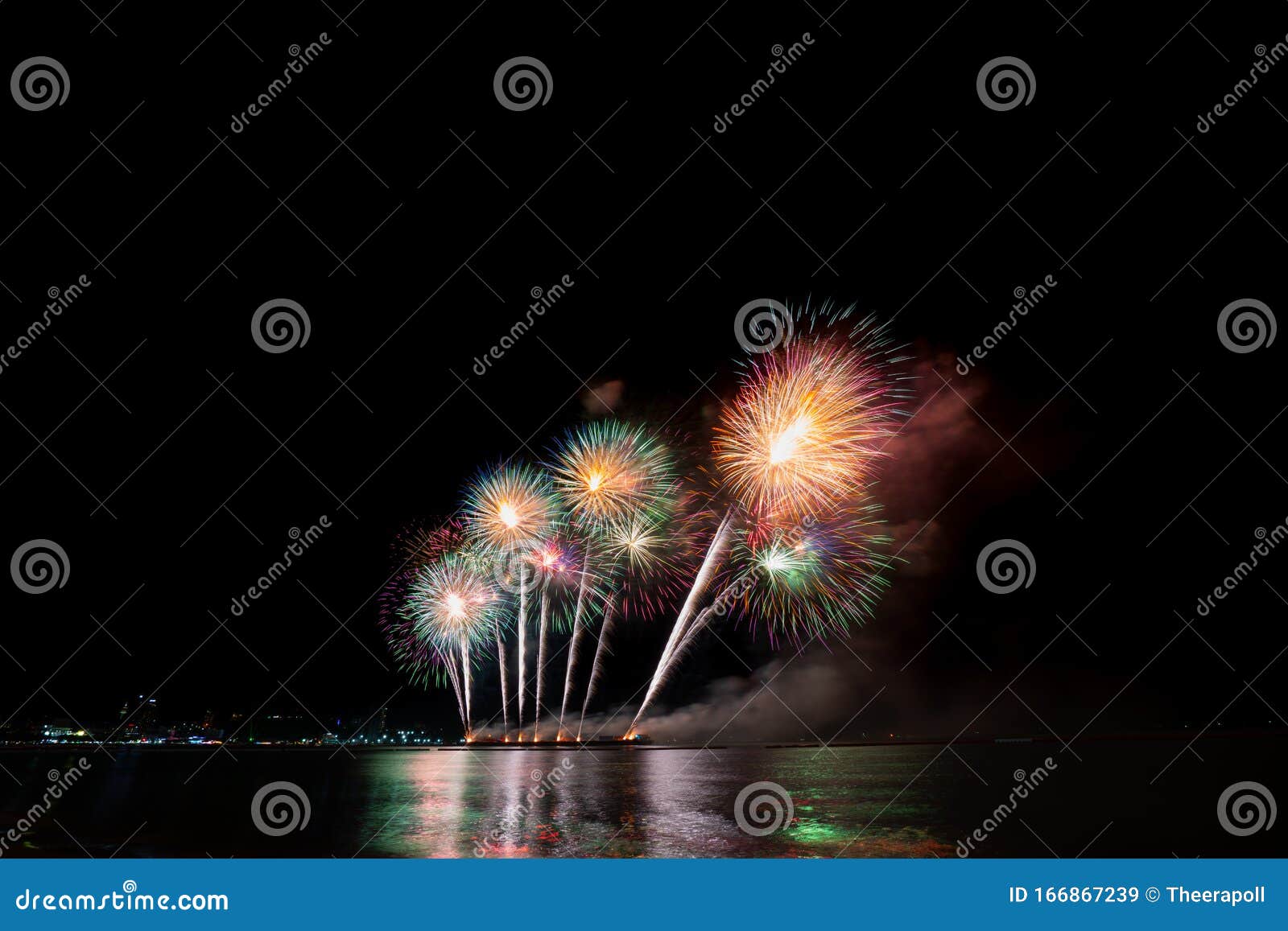 Fireworks light up the sky stock image. Image of beautiful - 166867239