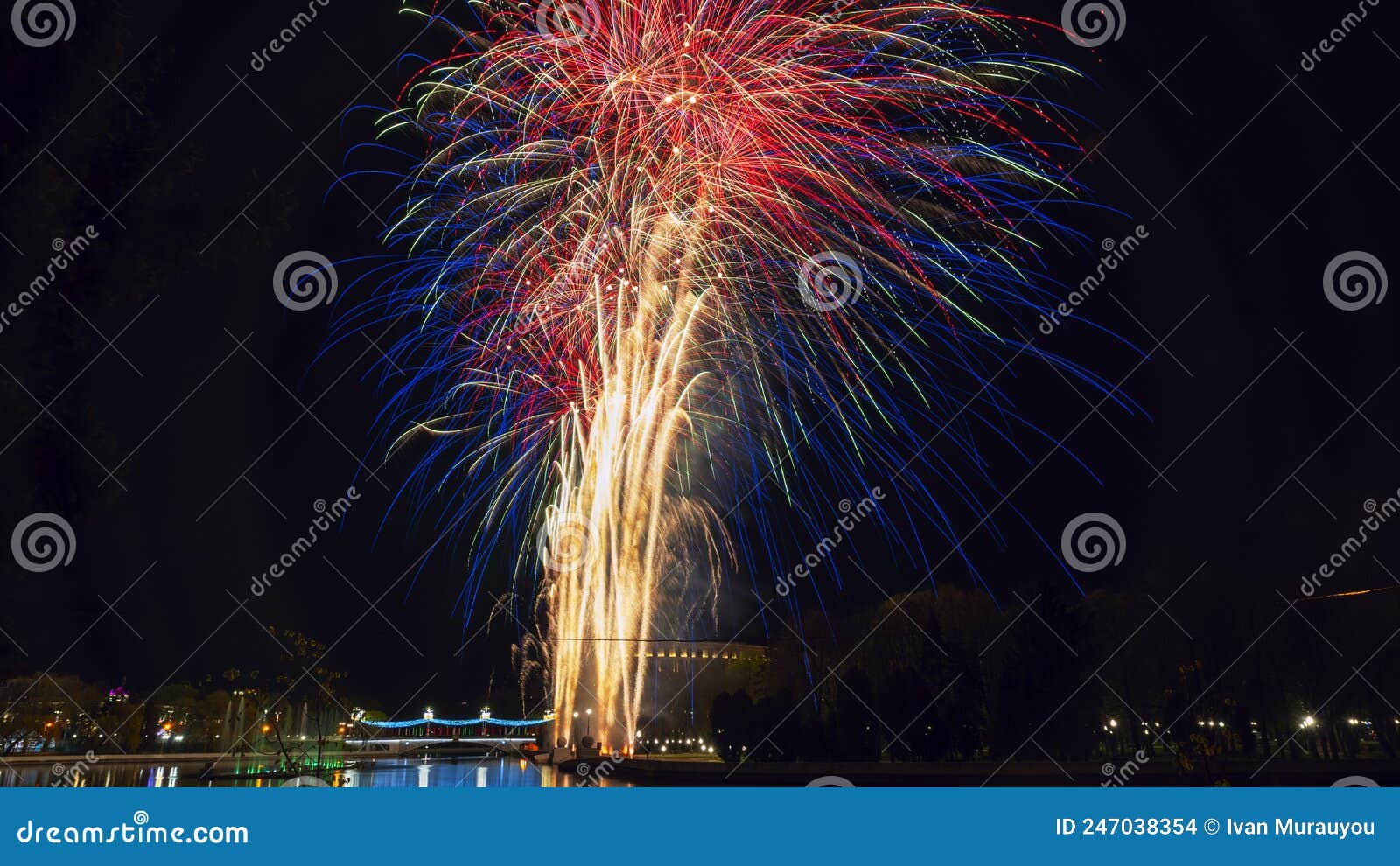 Fireworks Light Up the Sky with Dazzling Display. Abstract Colored ...