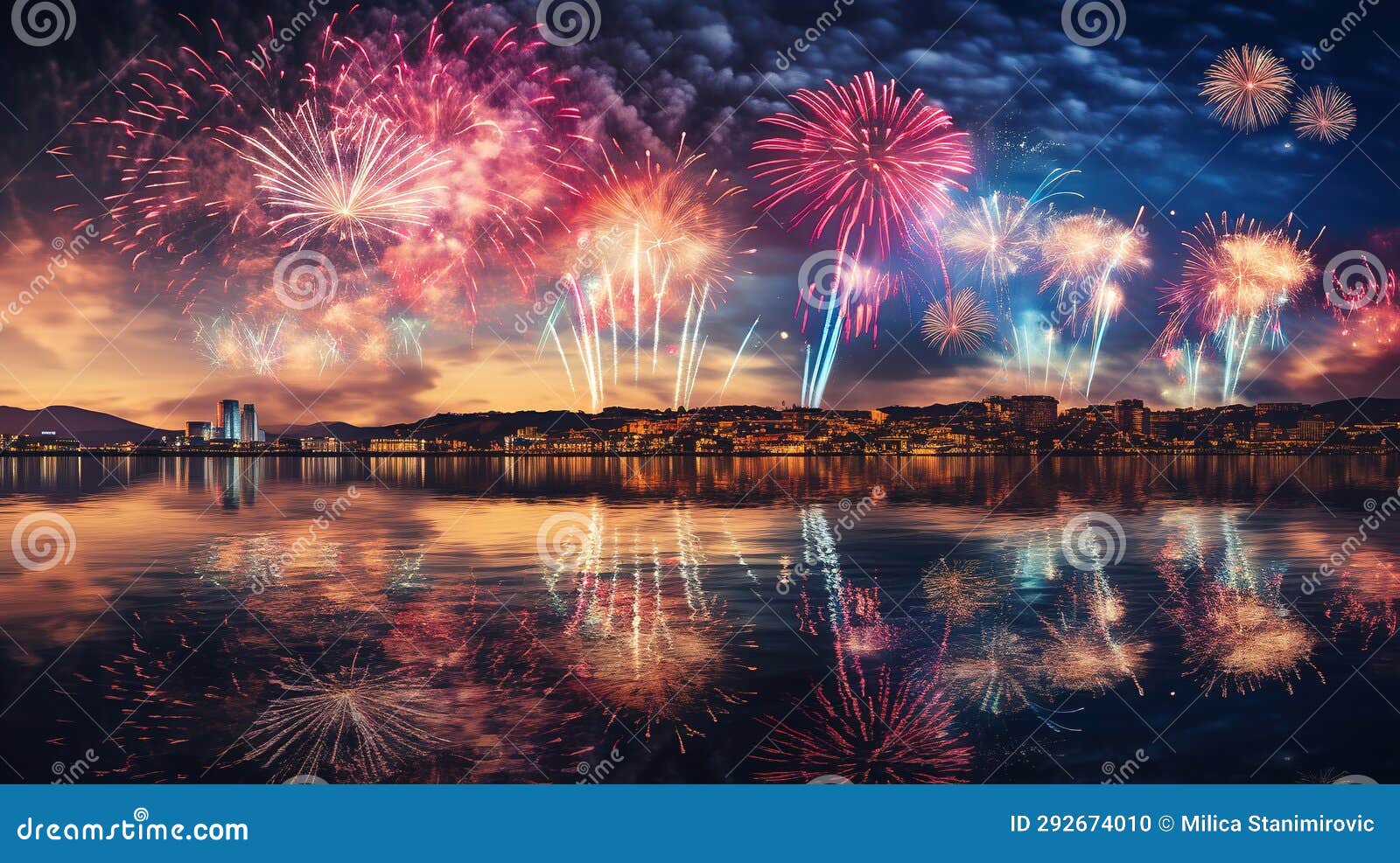 Fireworks Lighting Up The Metropolis Skyline Royalty-Free Stock Image ...