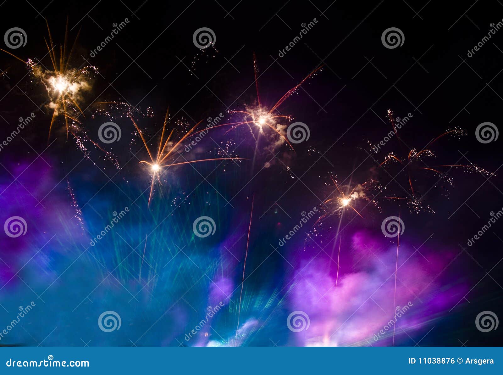 Fireworks in the Lilac and Blue Smoke Stock Photo - Image of festive ...