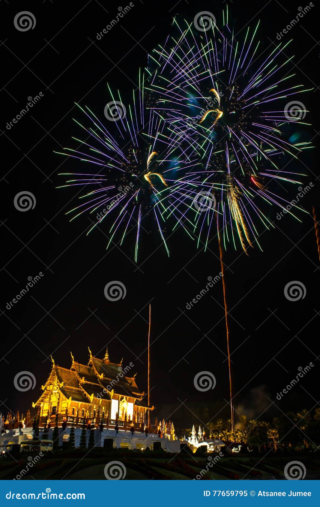Fireworks Lit Up the Sky Brilliant Colors. Stock Image - Image of fire ...