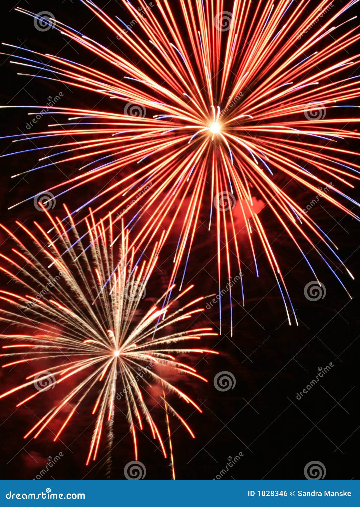 Fireworks with Long Trails stock photo. Image of explosion - 1028346