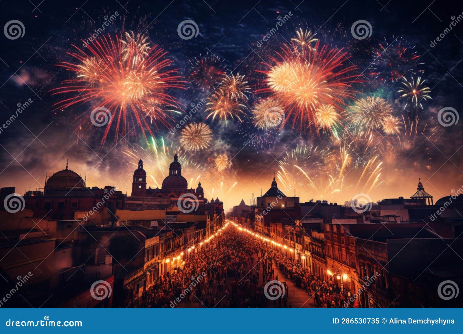 Fireworks for Mexican Independence Day 1 Stock Illustration ...