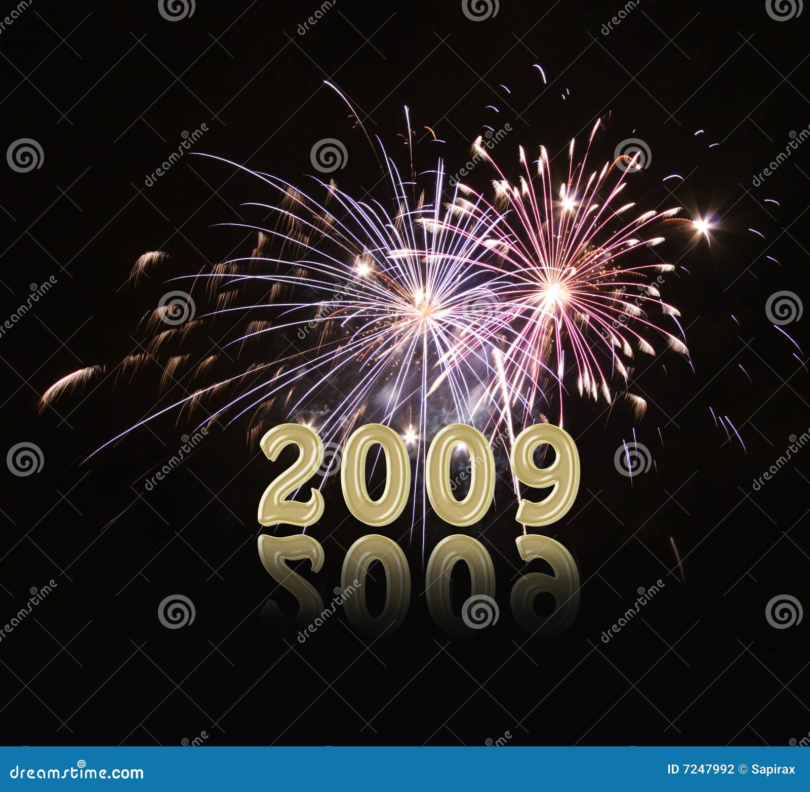Fireworks new year 2009 stock illustration. Illustration of fires - 7247992