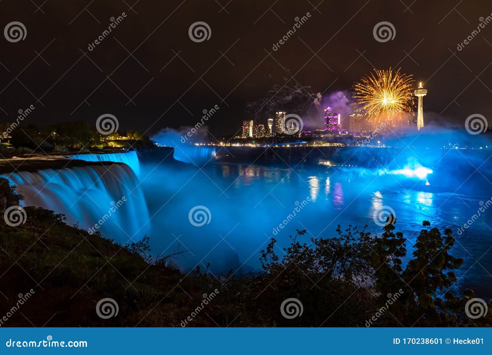 Fireworks at the Niagara Falls Editorial Photo - Image of landscape ...
