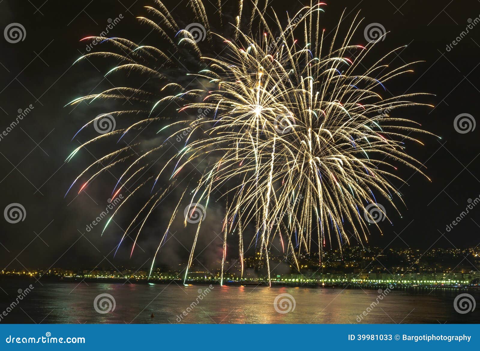 Fireworks in Nice stock image. Image of fireworks, beach - 39981033
