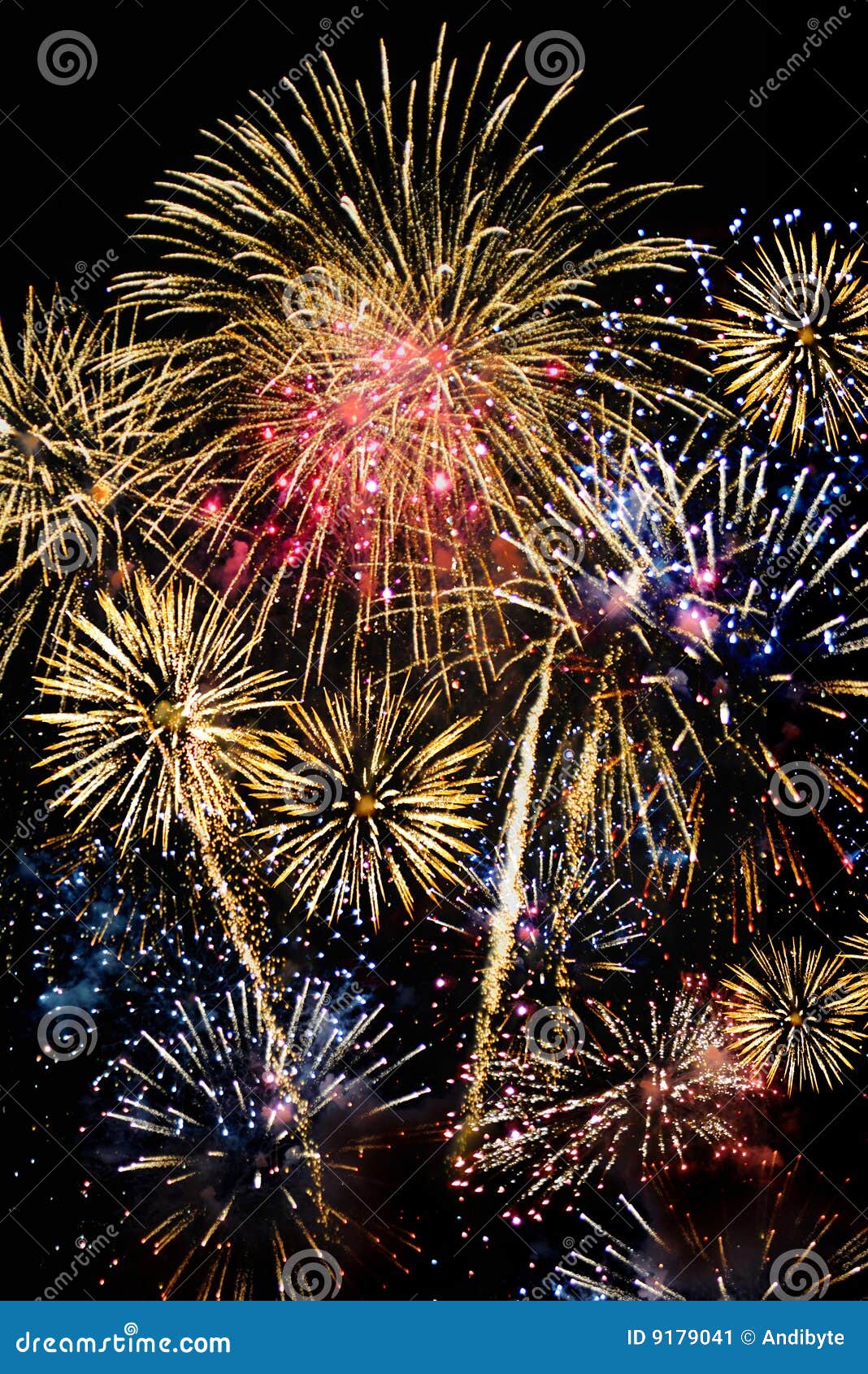 Fireworks at night stock image. Image of years, lightning - 9179041