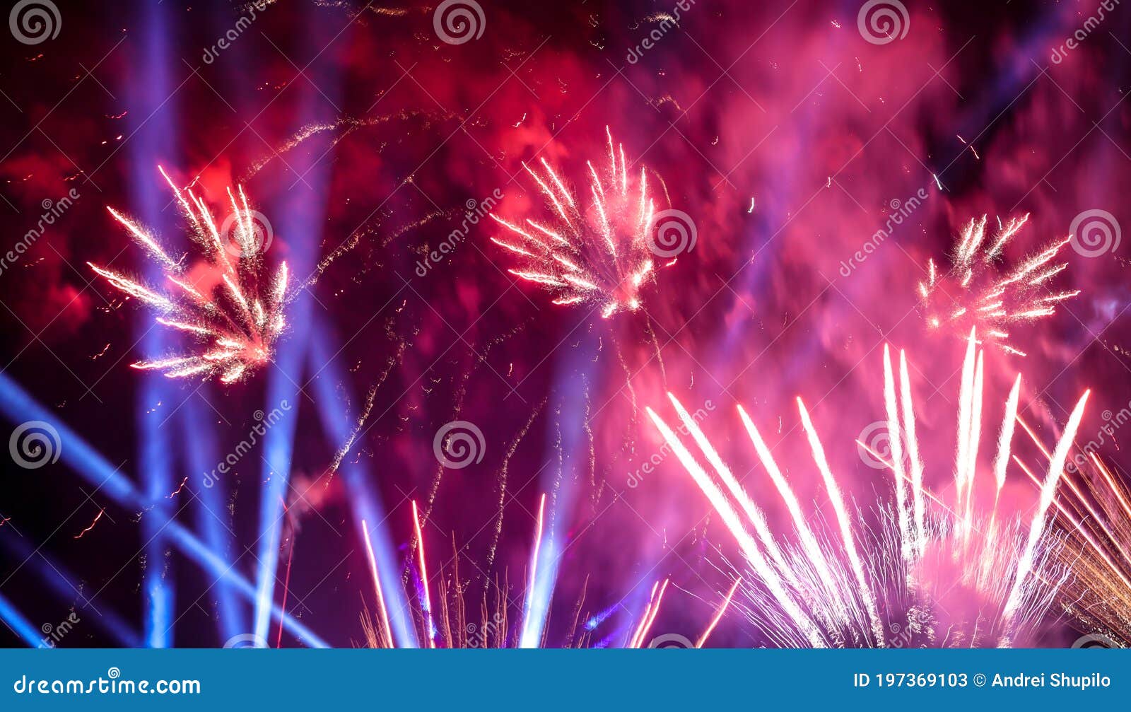 Fireworks at Night As Background Stock Image - Image of celebration ...