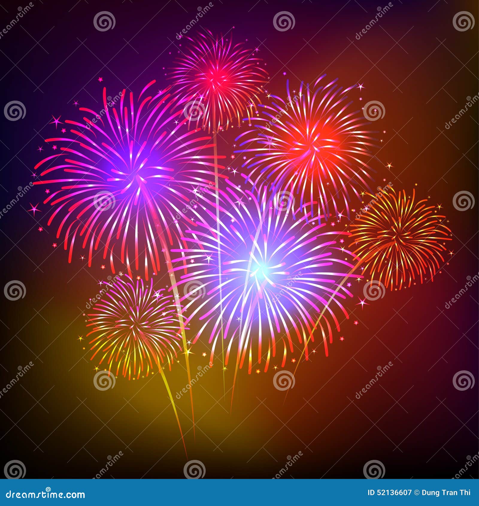 Fireworks on Night Background Vector Illustration Stock Vector ...
