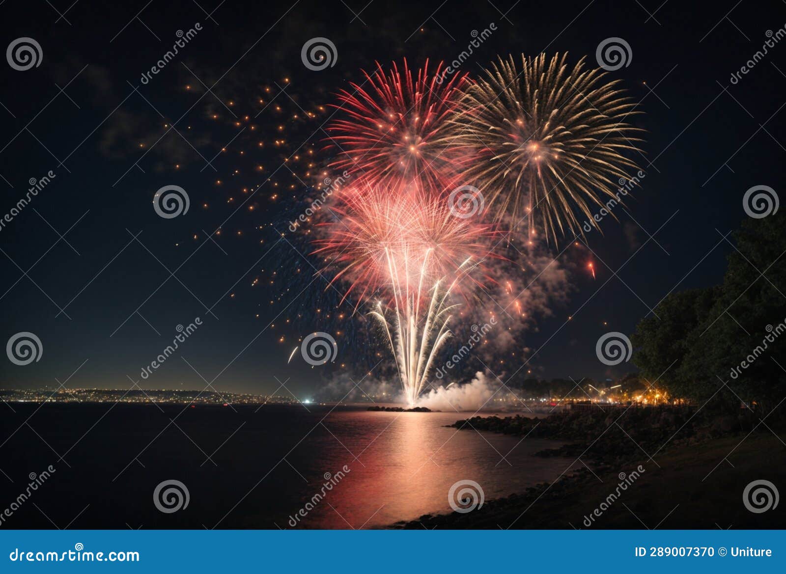Fireworks at Night stock illustration. Illustration of abstract - 289007370