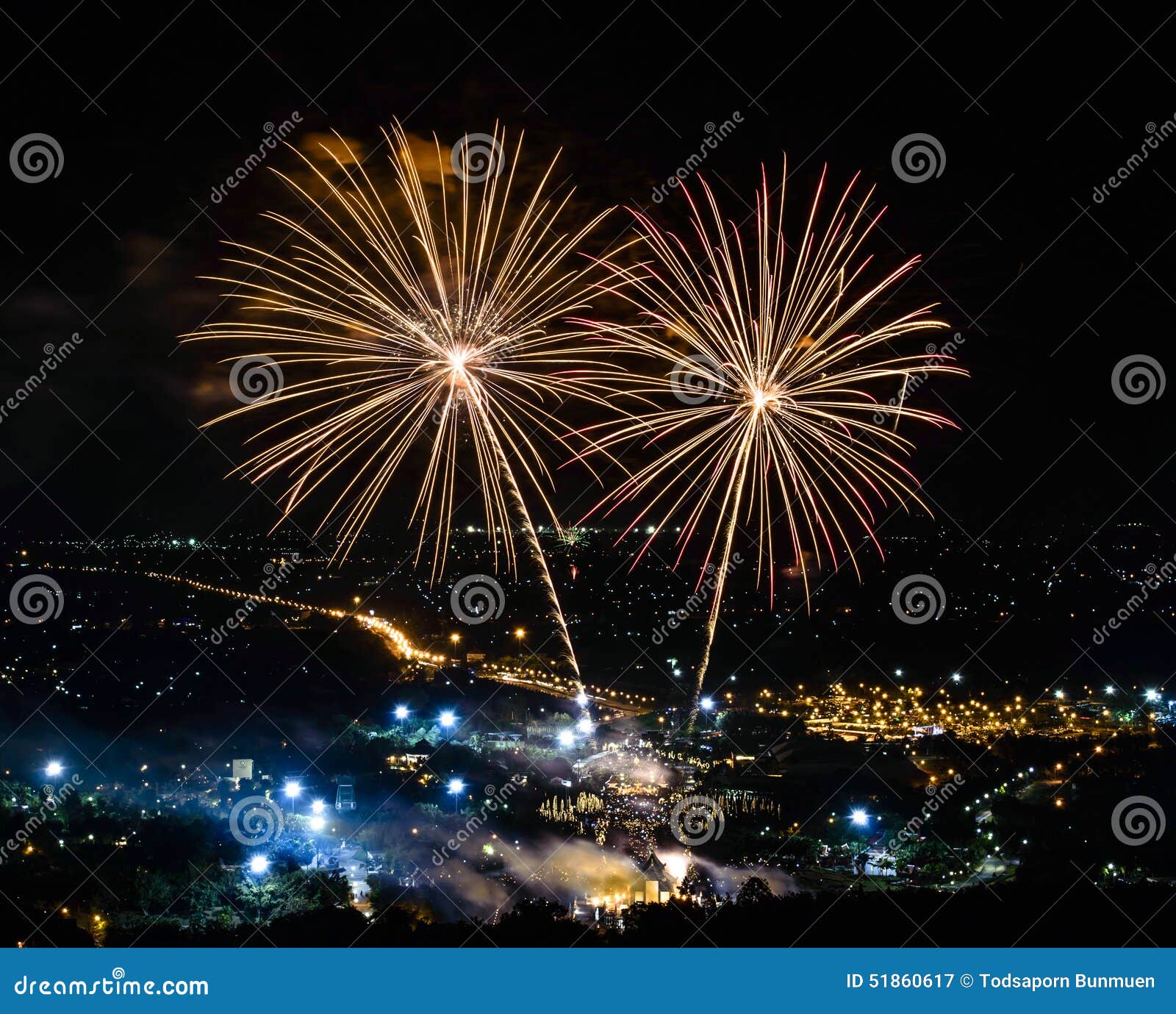 Fireworks on Night City Background Stock Image - Image of fireworks ...