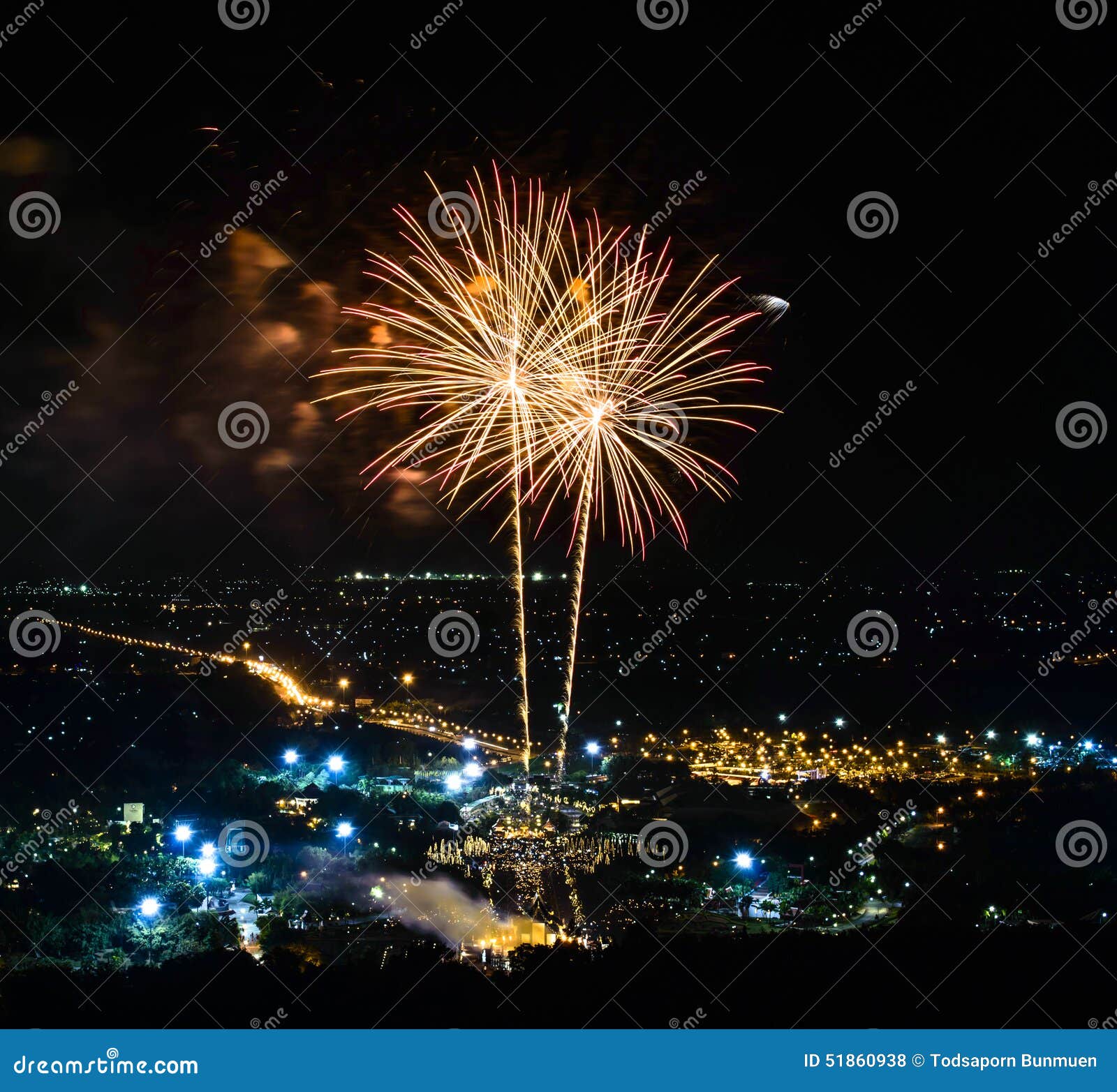 Fireworks on Night City Background Stock Photo - Image of beauty ...