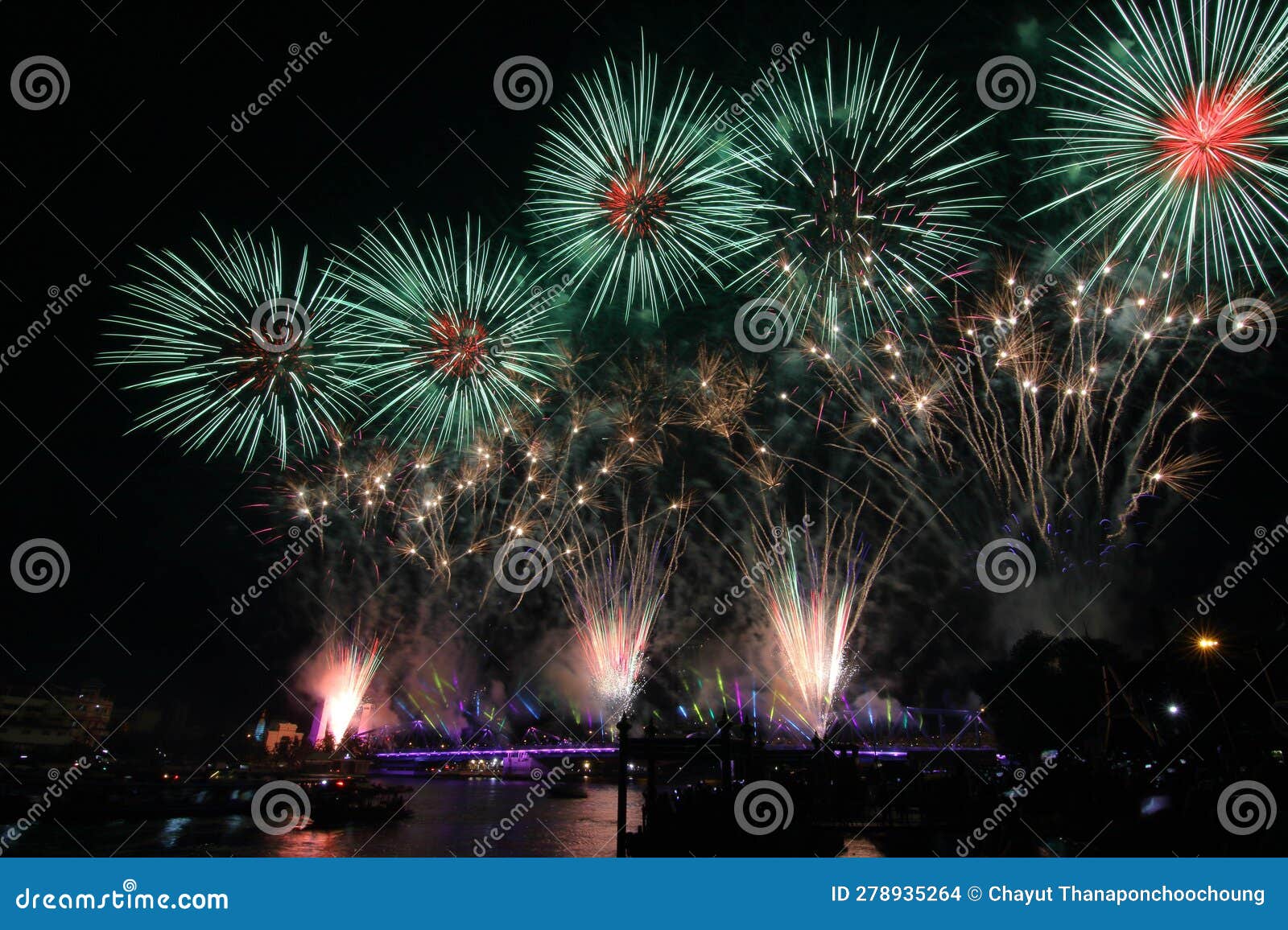 Fireworks stock photo. Image of chao, fireworks, phraya - 278935264