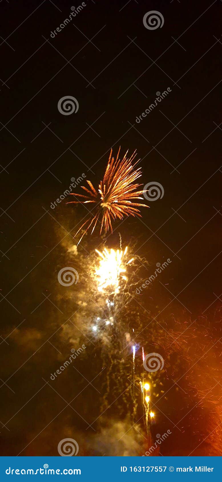 Night Explosion Crates Full Of Explosive Pyrotechnics. White Shrub ...