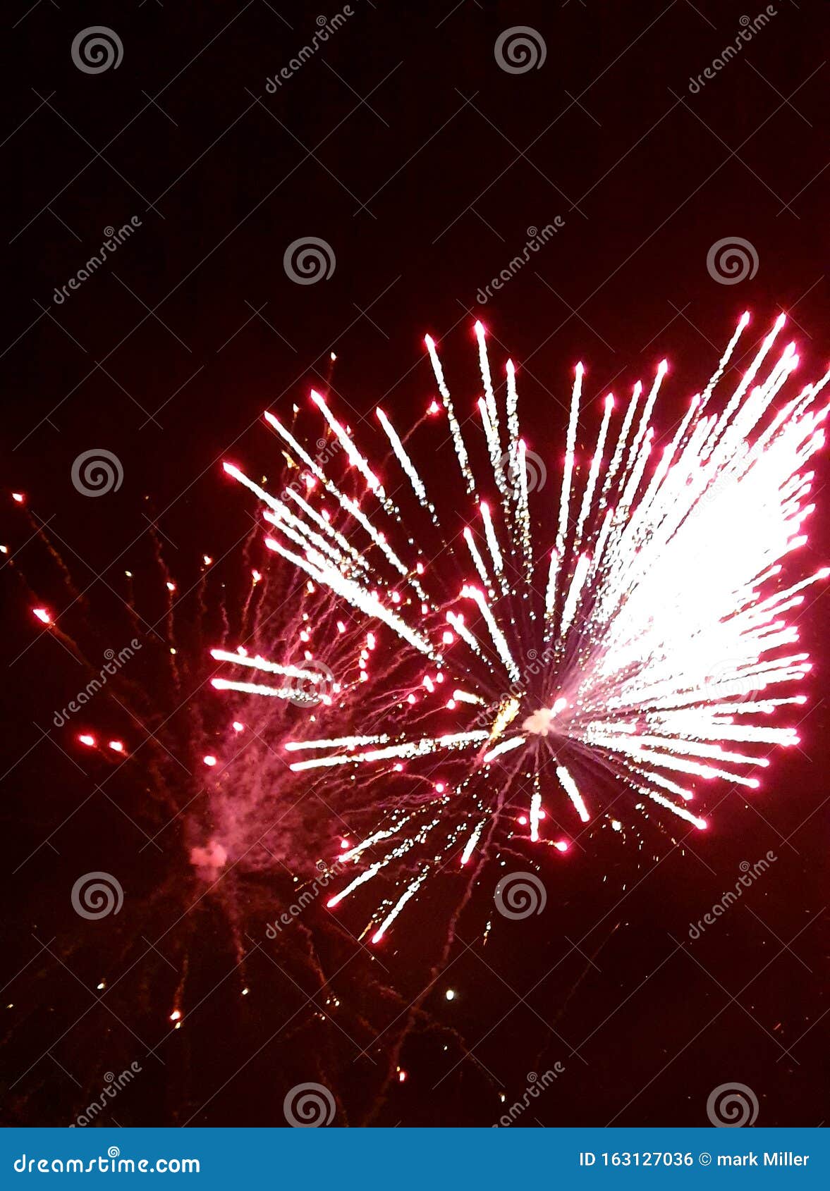 Night Explosion Crates Full Of Explosive Pyrotechnics. White Shrub ...