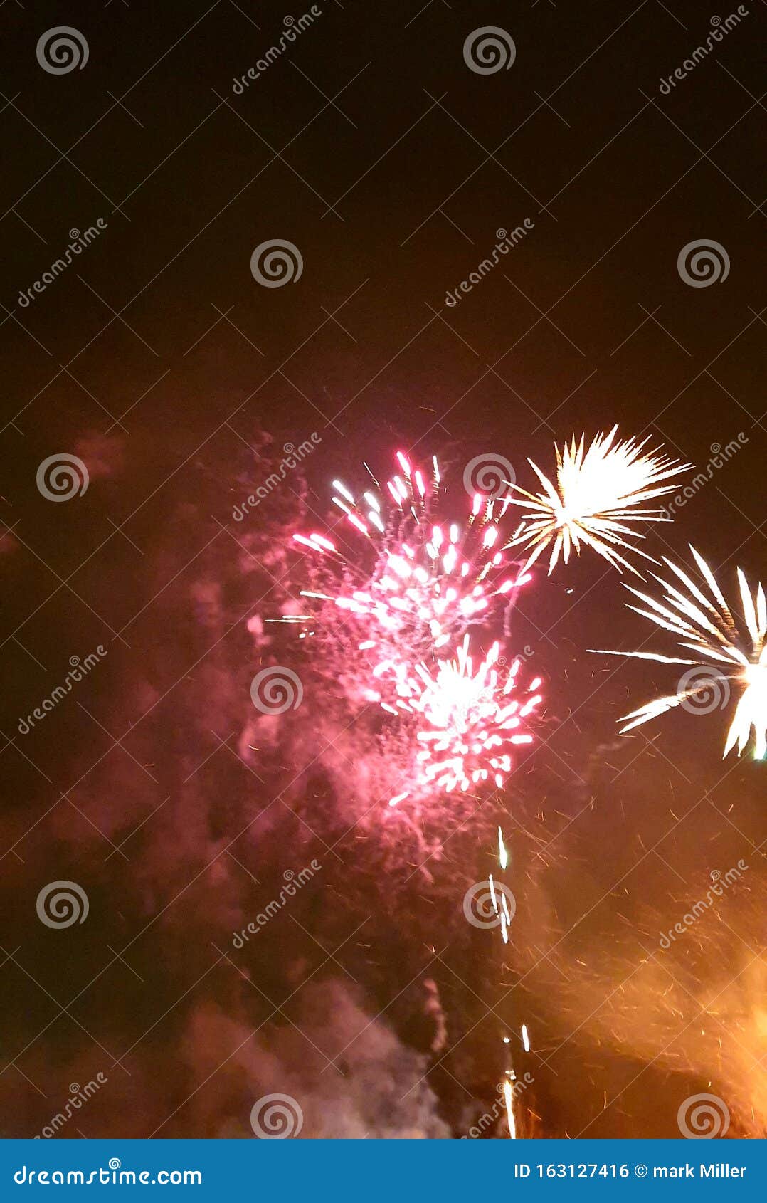 Night Explosion Crates Full Of Explosive Pyrotechnics. White Shrub ...