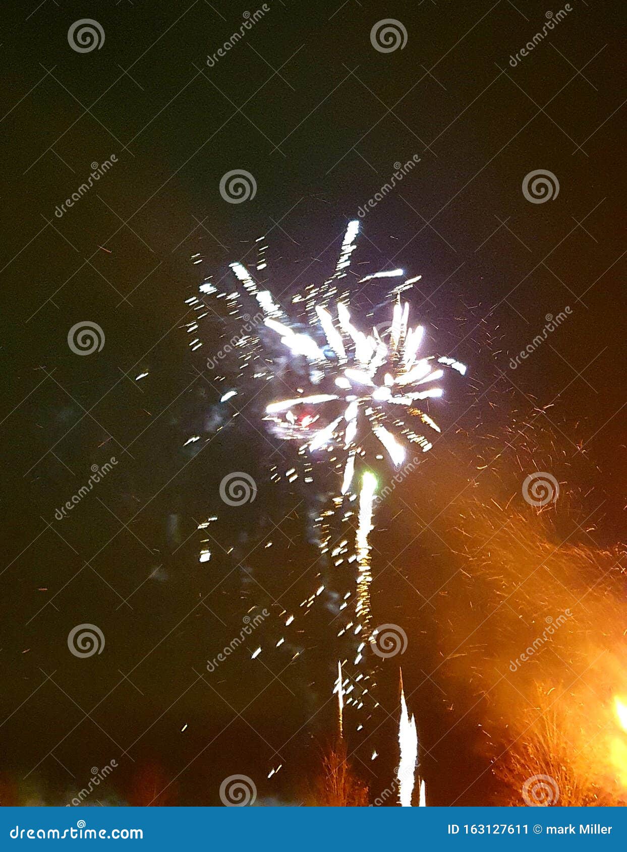 Night Explosion Crates Full Of Explosive Pyrotechnics. White Shrub ...