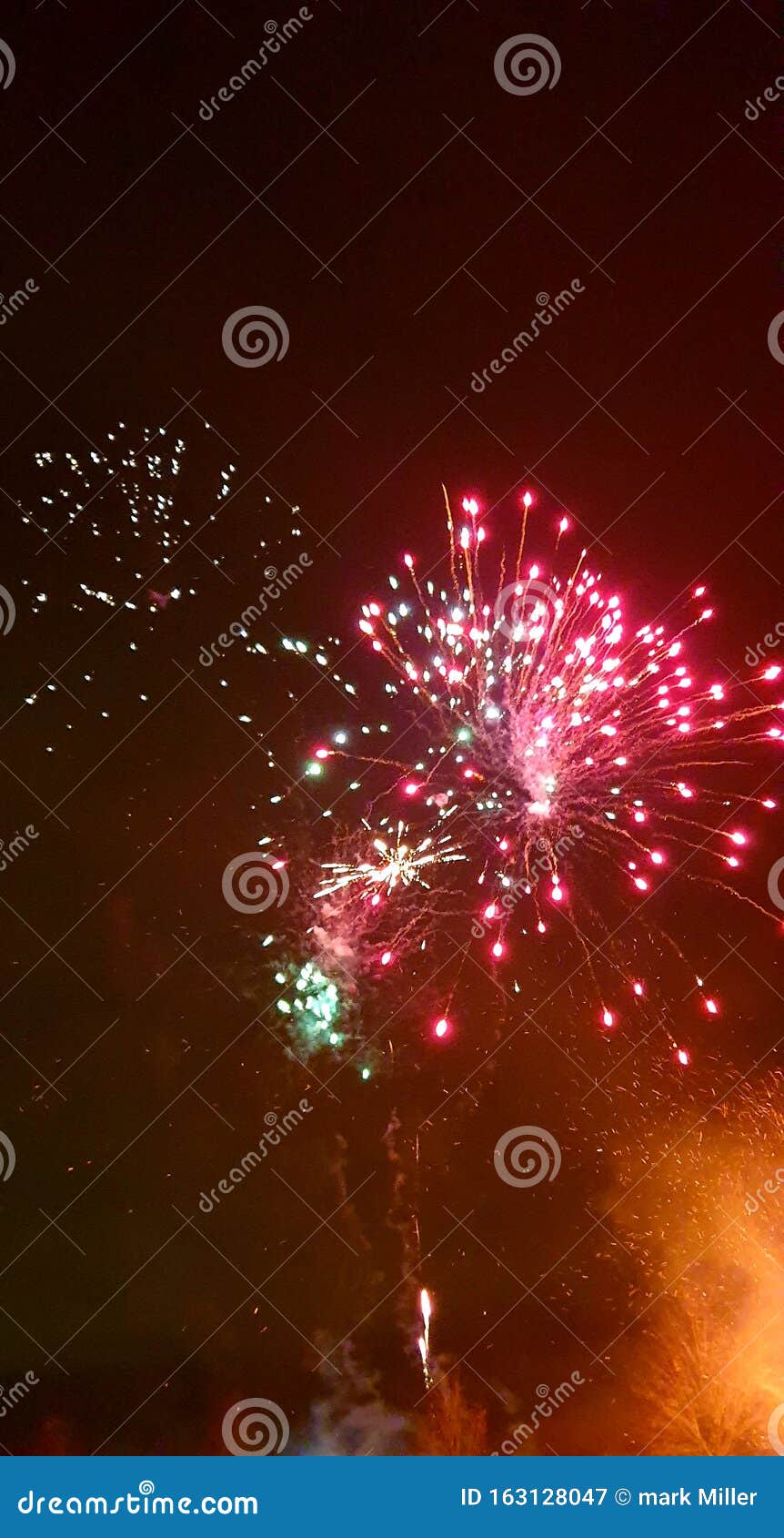 Night Explosion Crates Full Of Explosive Pyrotechnics. White Shrub ...