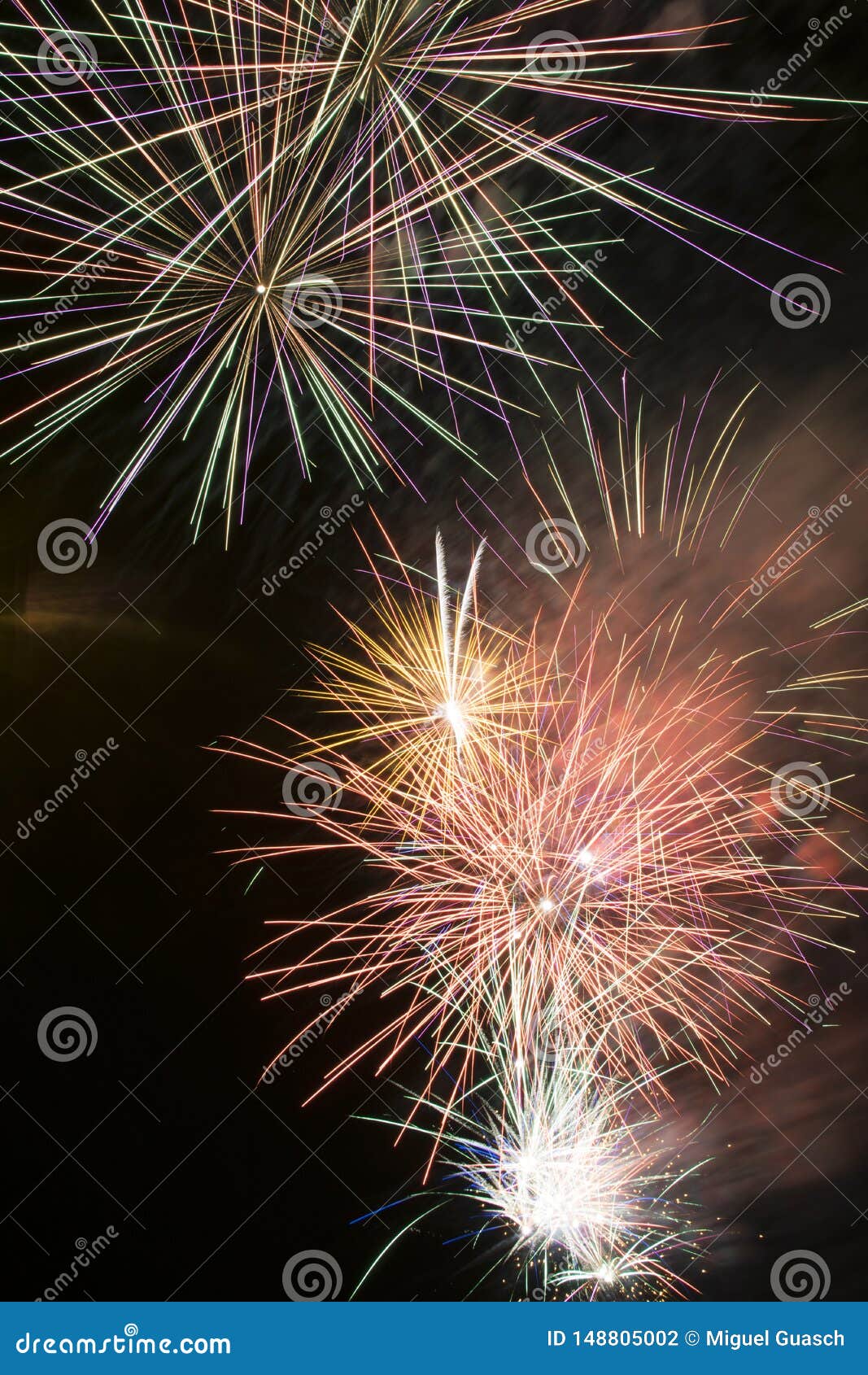 Fireworks at Night, Fire Castles - Image Stock Photo - Image of light ...