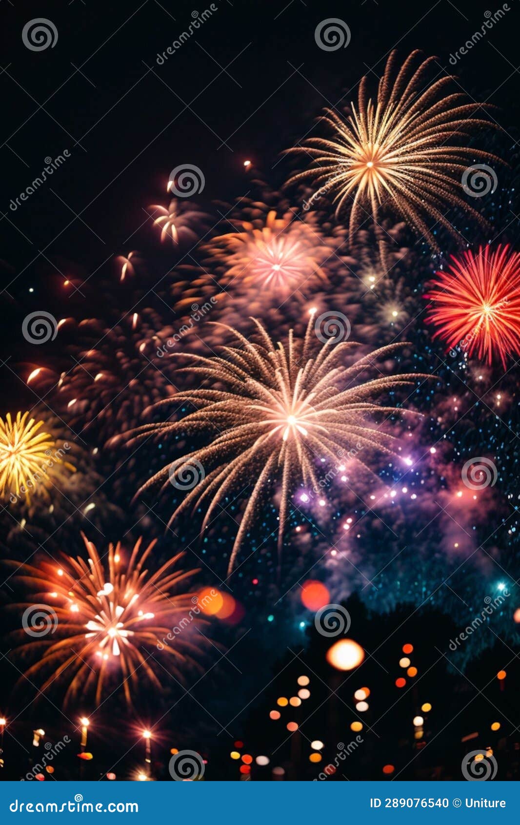 Fireworks at Night stock photo. Image of glow, holiday - 289076540
