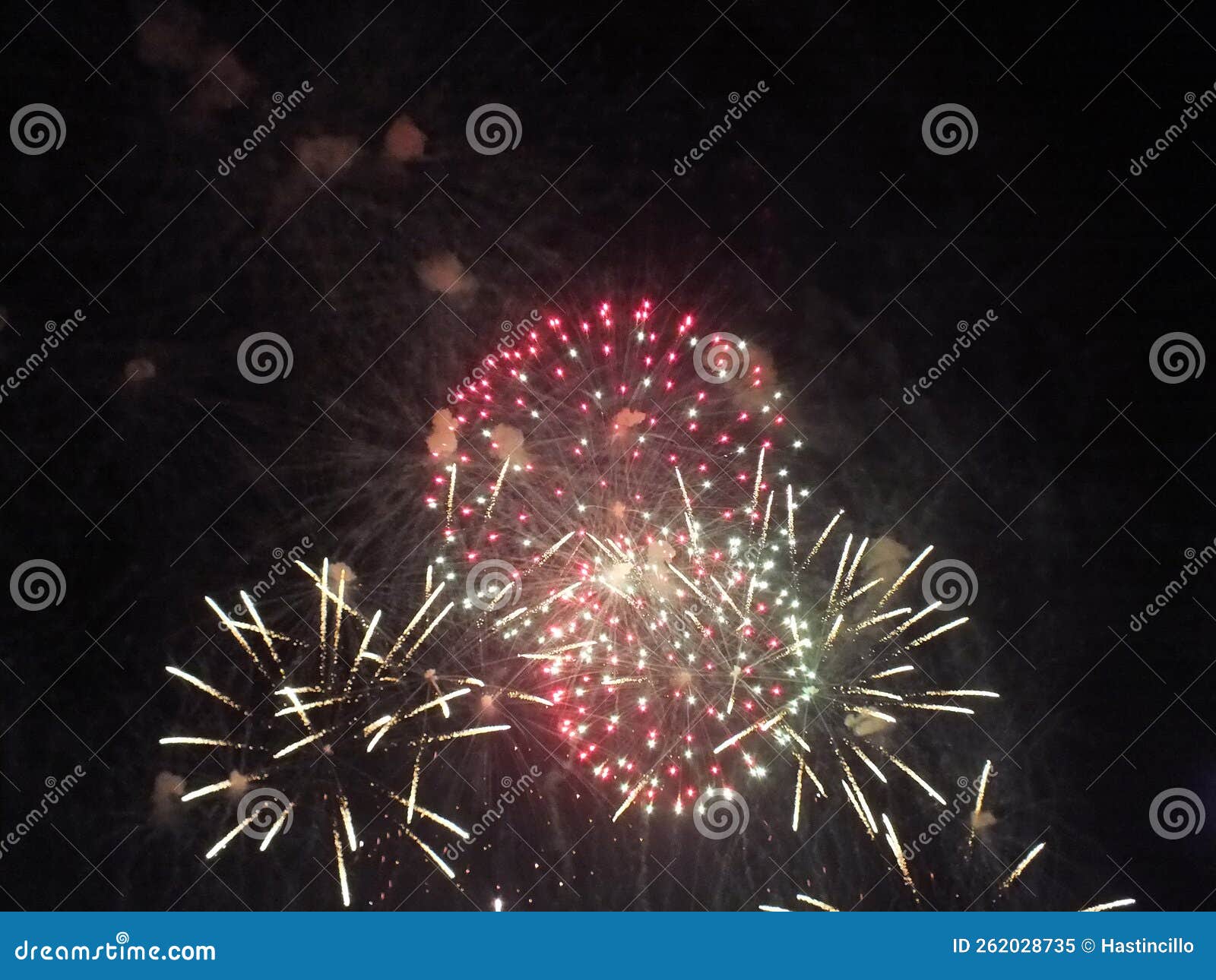 Fireworks in the night stock image. Image of fuegos - 262028735