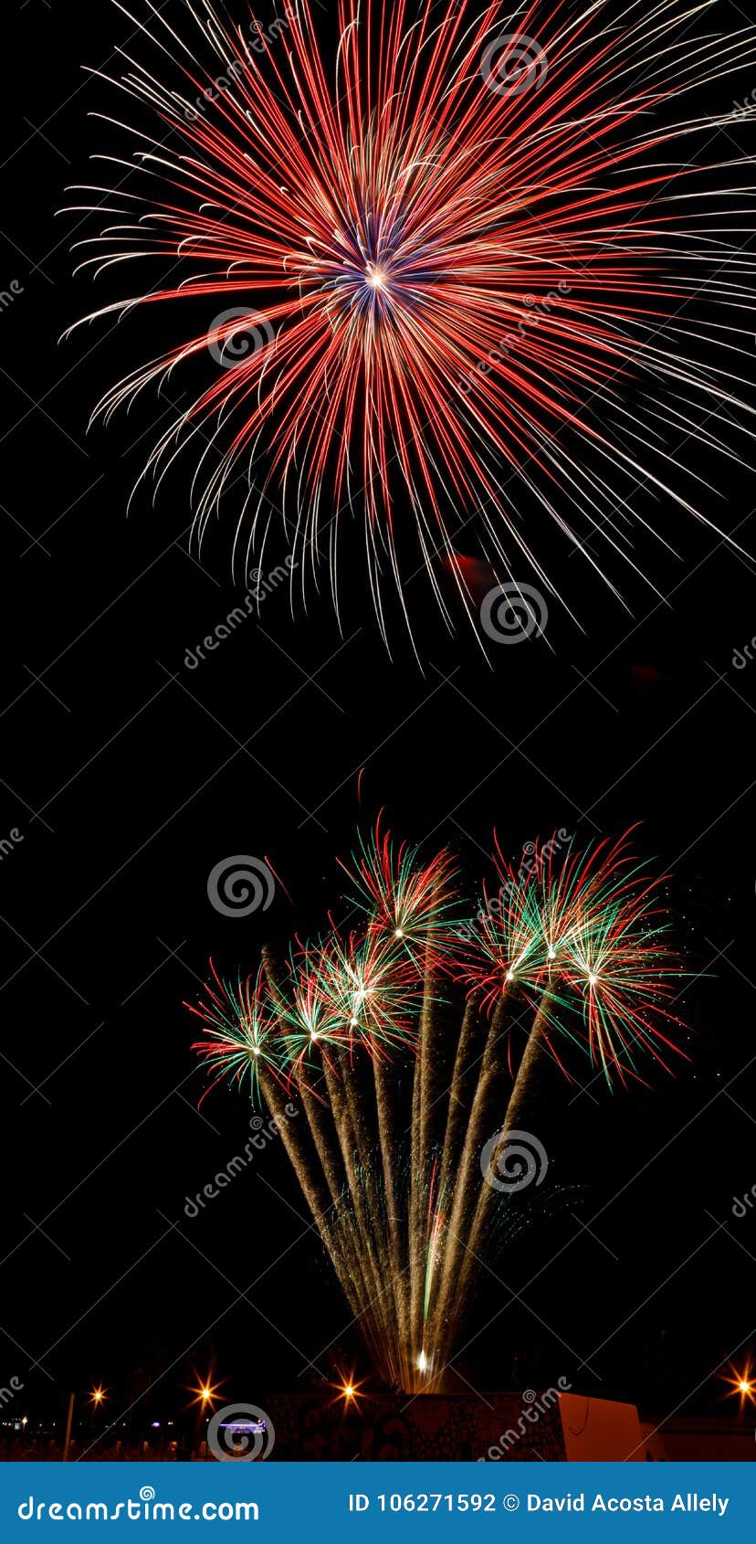 Fireworks on the Night of San Fernando Stock Photo - Image of light ...