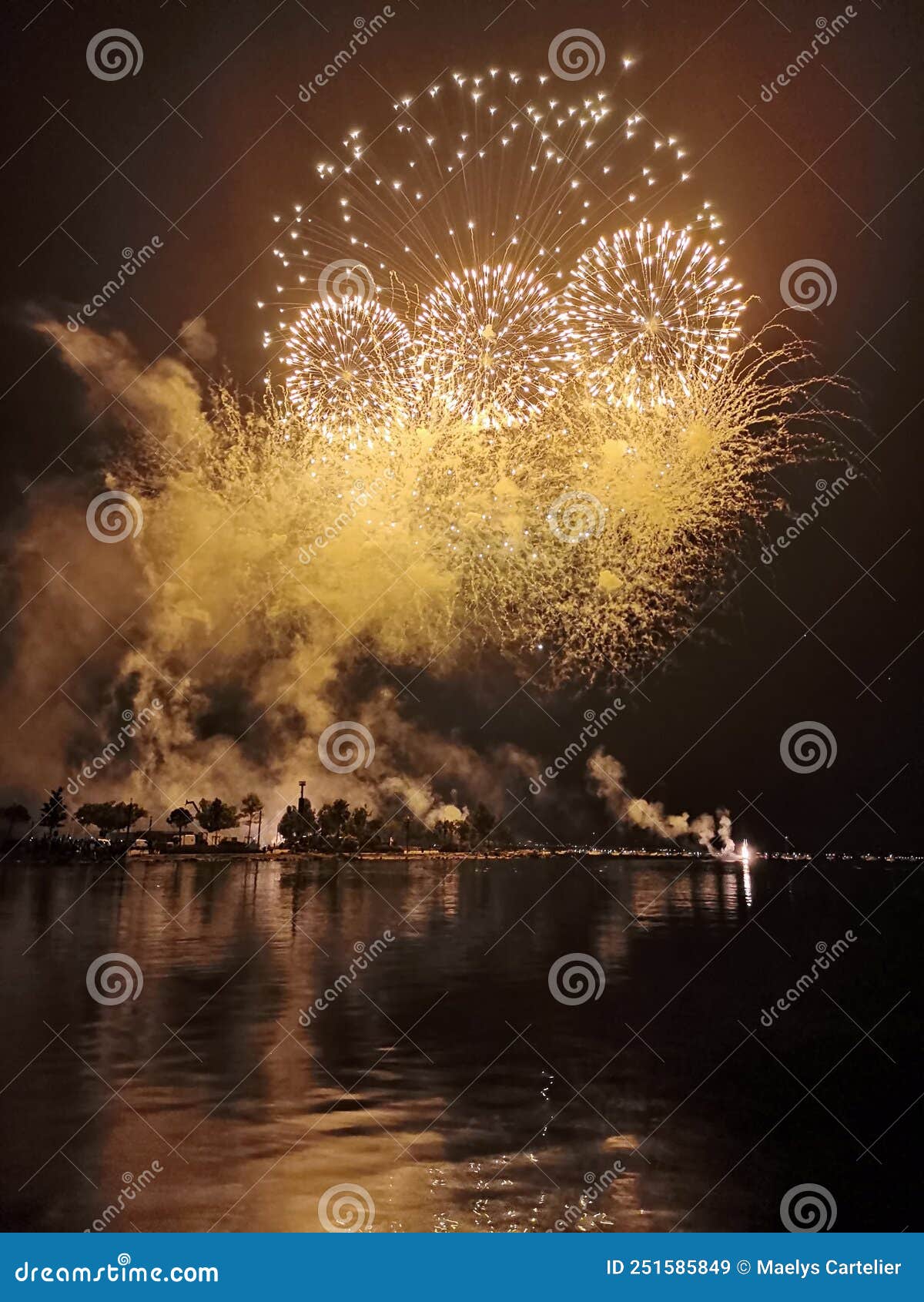Fireworks and night scene stock image. Image of fire - 251585849